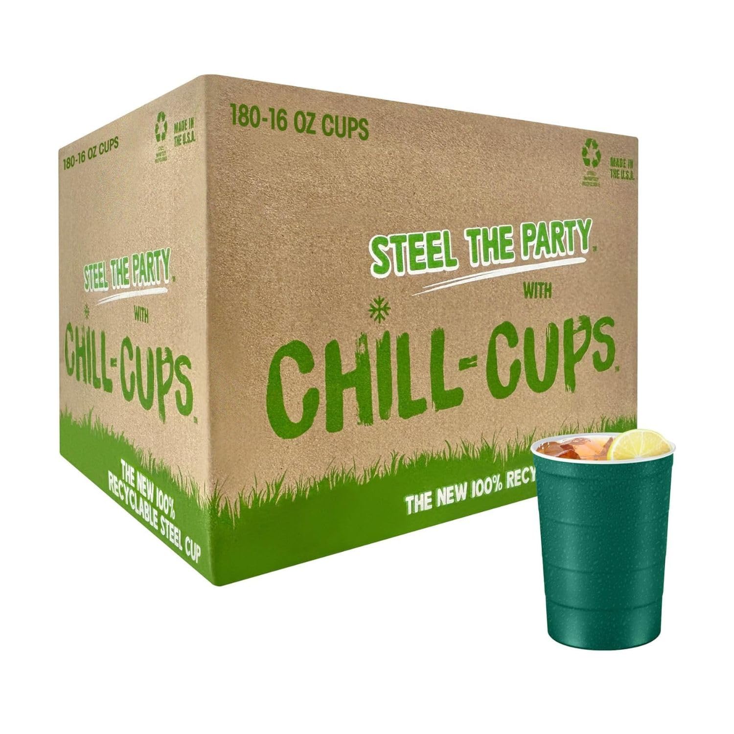 Amazon.com: Steel Chill Cups 16 oz. Party Cups, Perfect for Cold Drinks ...