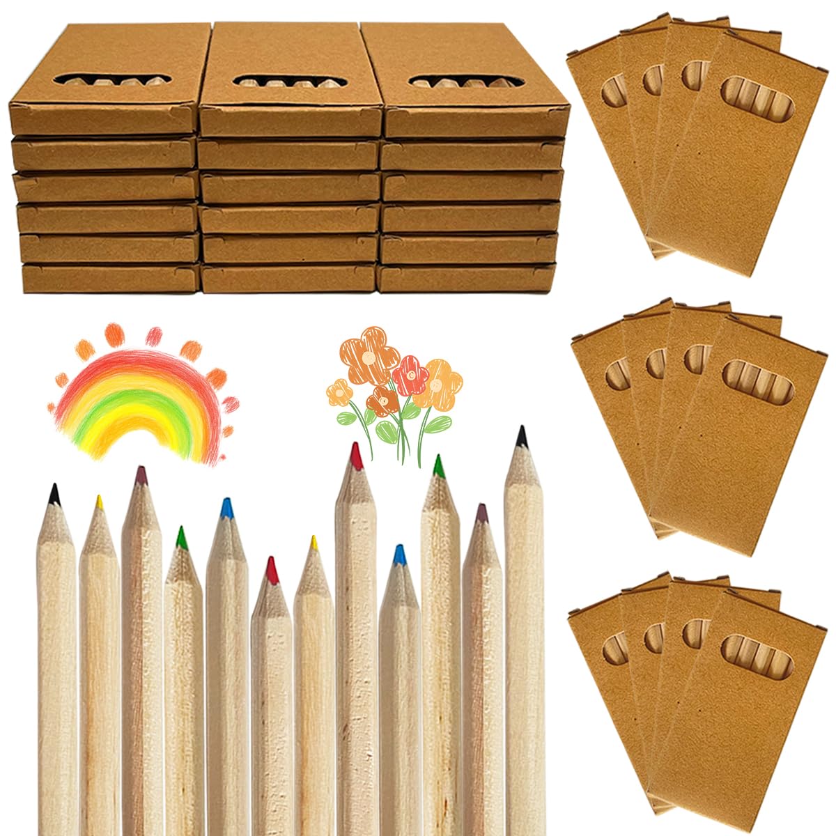 XingyLi 30 Boxes of 6 Mini Colored Pencils, 180 Small Colouring Drawing ...