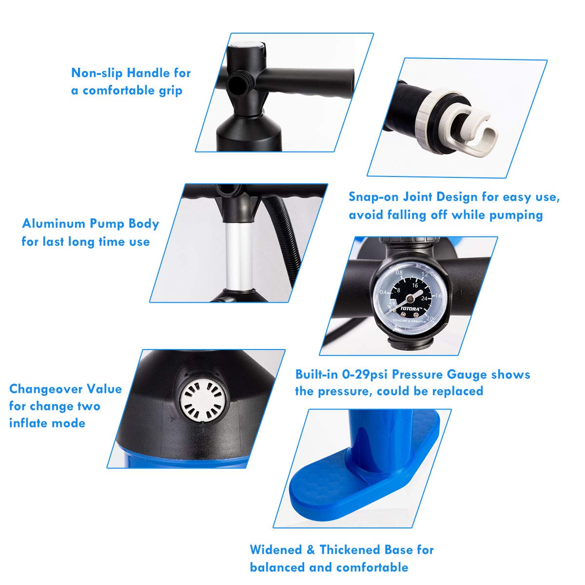 Snapklik.com : GOPLUS Double Action Hand Pump For Inflatable Boat SUP