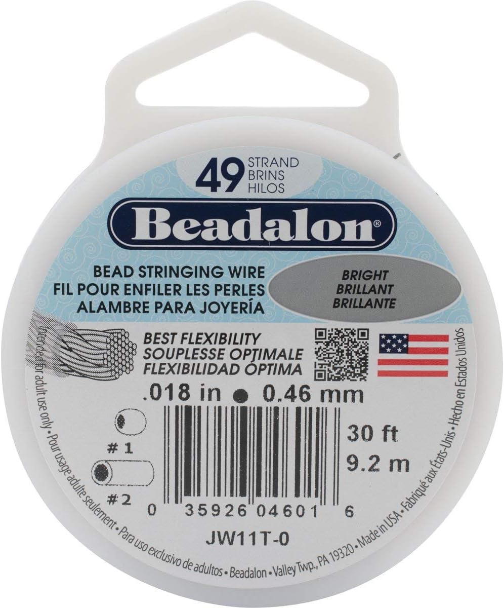 Beadalon Stainless Steel Bead Stringing Wire, Bright, 15 in / 0.38 mm ...
