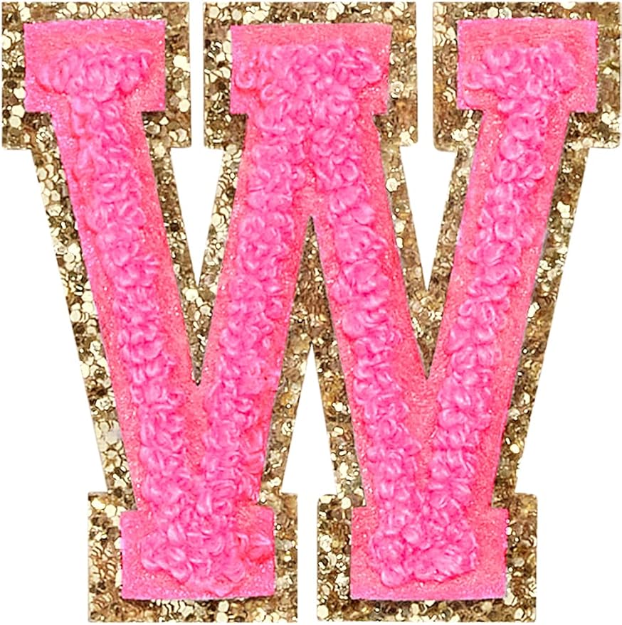 Amazon.com: 3Pcs Chenille Letter Patches Iron on Patches Glitter ...
