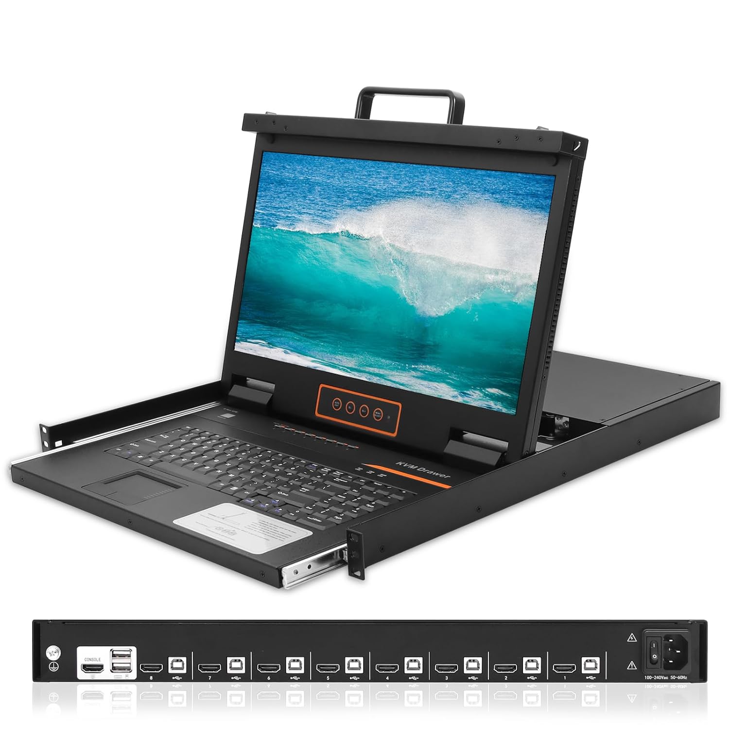 8 Port HDMI Rack Mount KVM Console 18.5-Inch 1080P with Cables ...