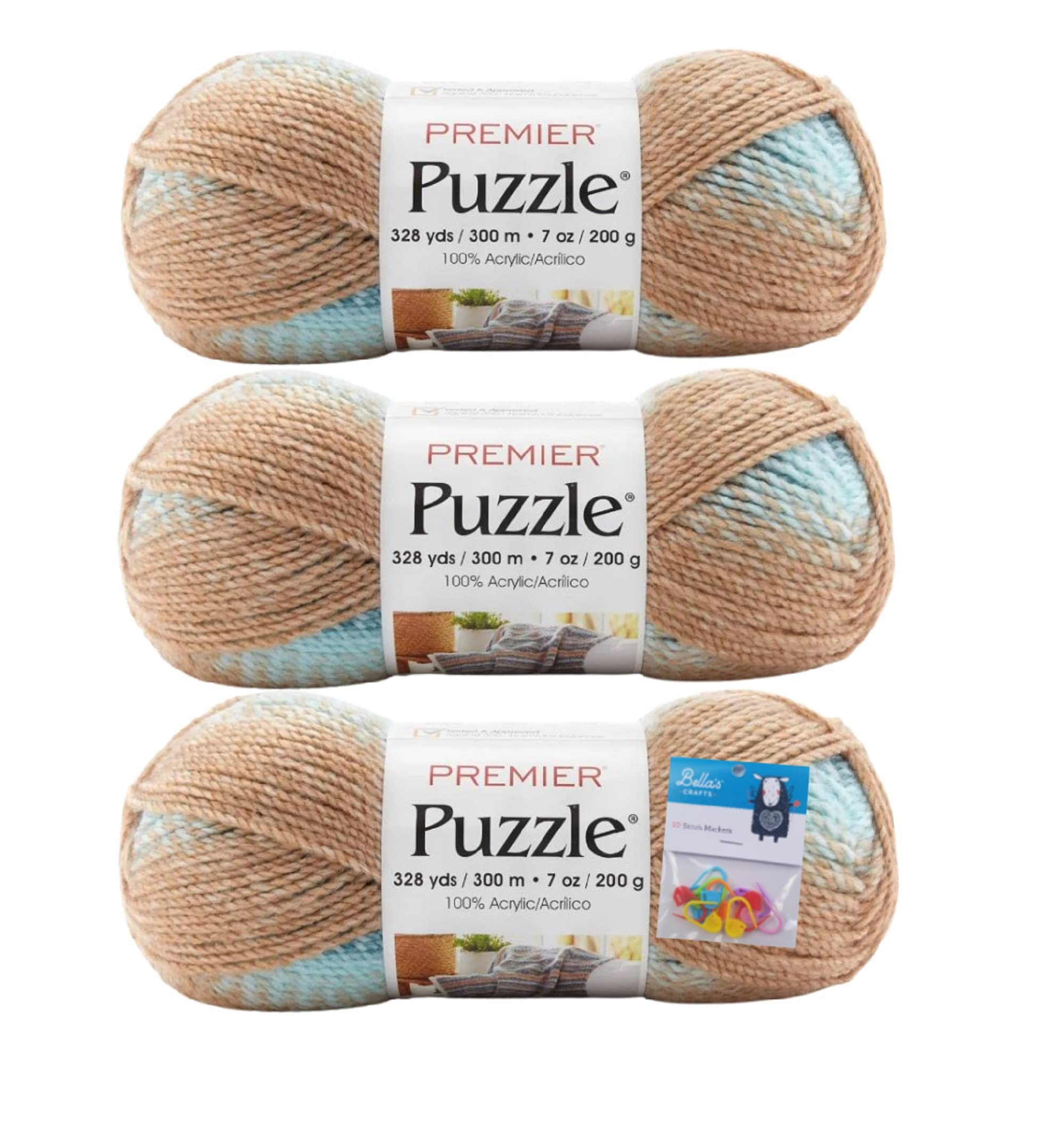 Amazon.com: Premier Yarn Puzzle - 7 oz - #5 Bulky Weight - 3-Pack ...