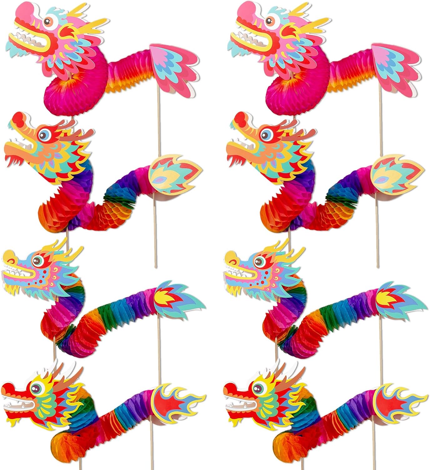 Amazon.com: 8pcs Dragon Honeycomb Handheld Toys Chinese New Year Dragon ...