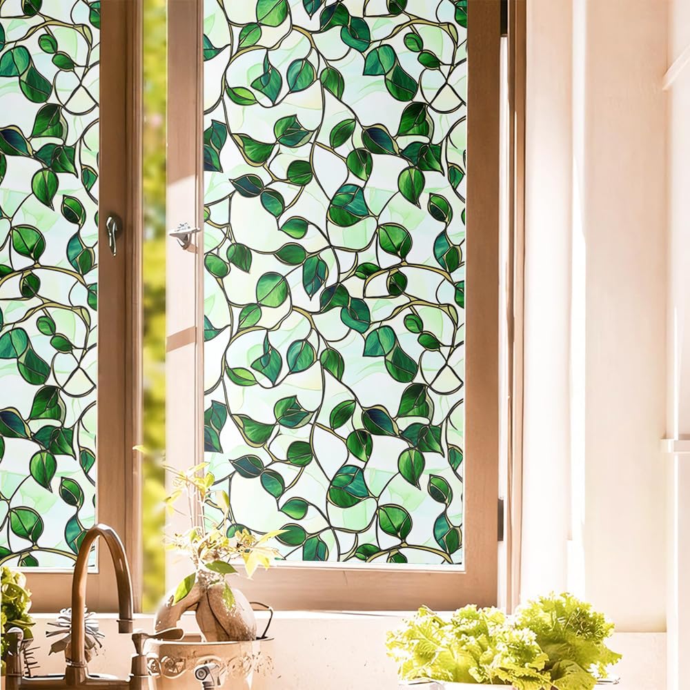 Amazon.com: 16“x118 Green Mosaic Stained Glass Double Side Window Films ...