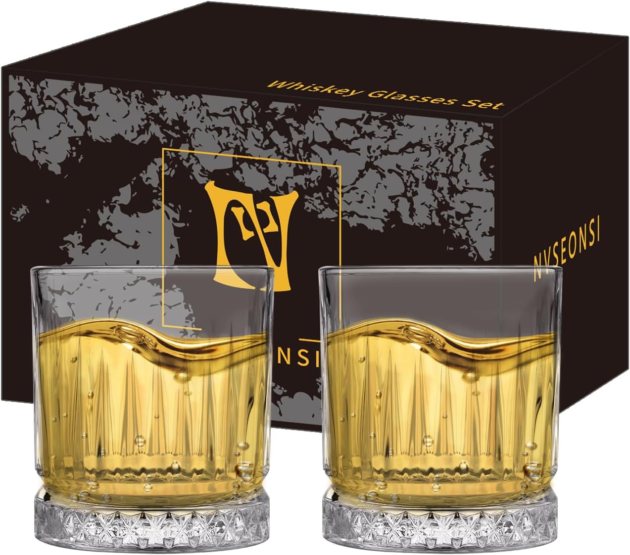 Amazon.com | nvseonsi Whiskey Glass Set (2-Piece) with Premium Gift Box ...