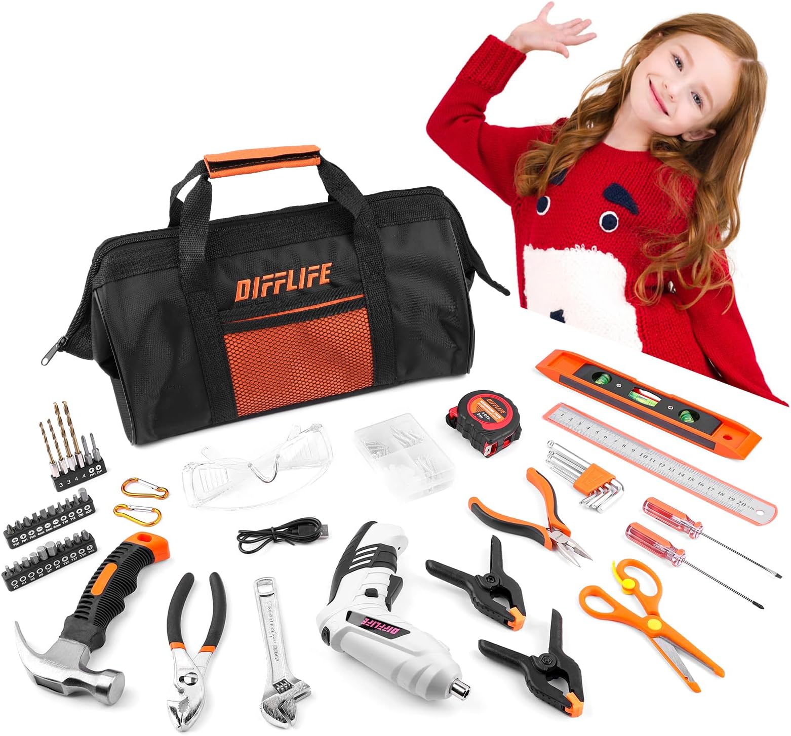 Difflife 118-Piece Hand Tool Set, Tool Kit with Storage Bag for DIY ...