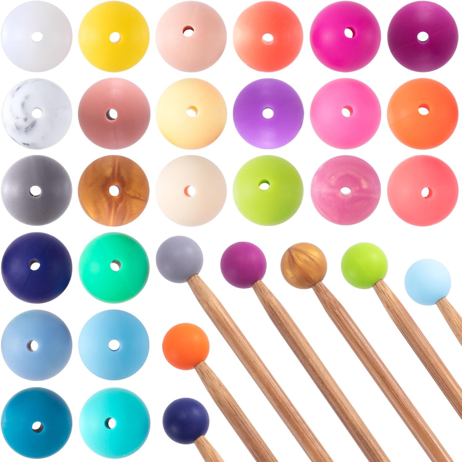 Amazon.com: Mxxipp 24Pcs Beads Knitting Needle Stoppers,15mm Macaron ...