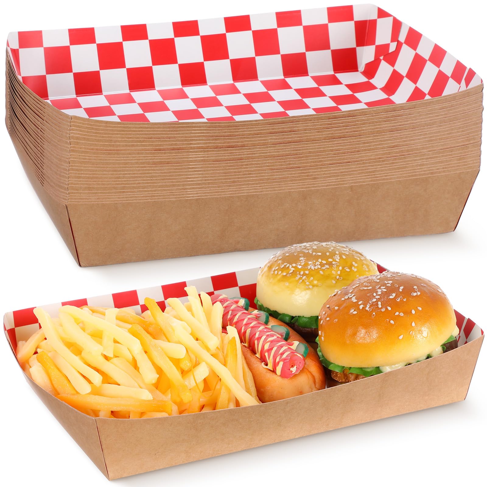 Snapklik.com : Disposable Red White Checkerboard Paper Food Trays 5 Lb ...