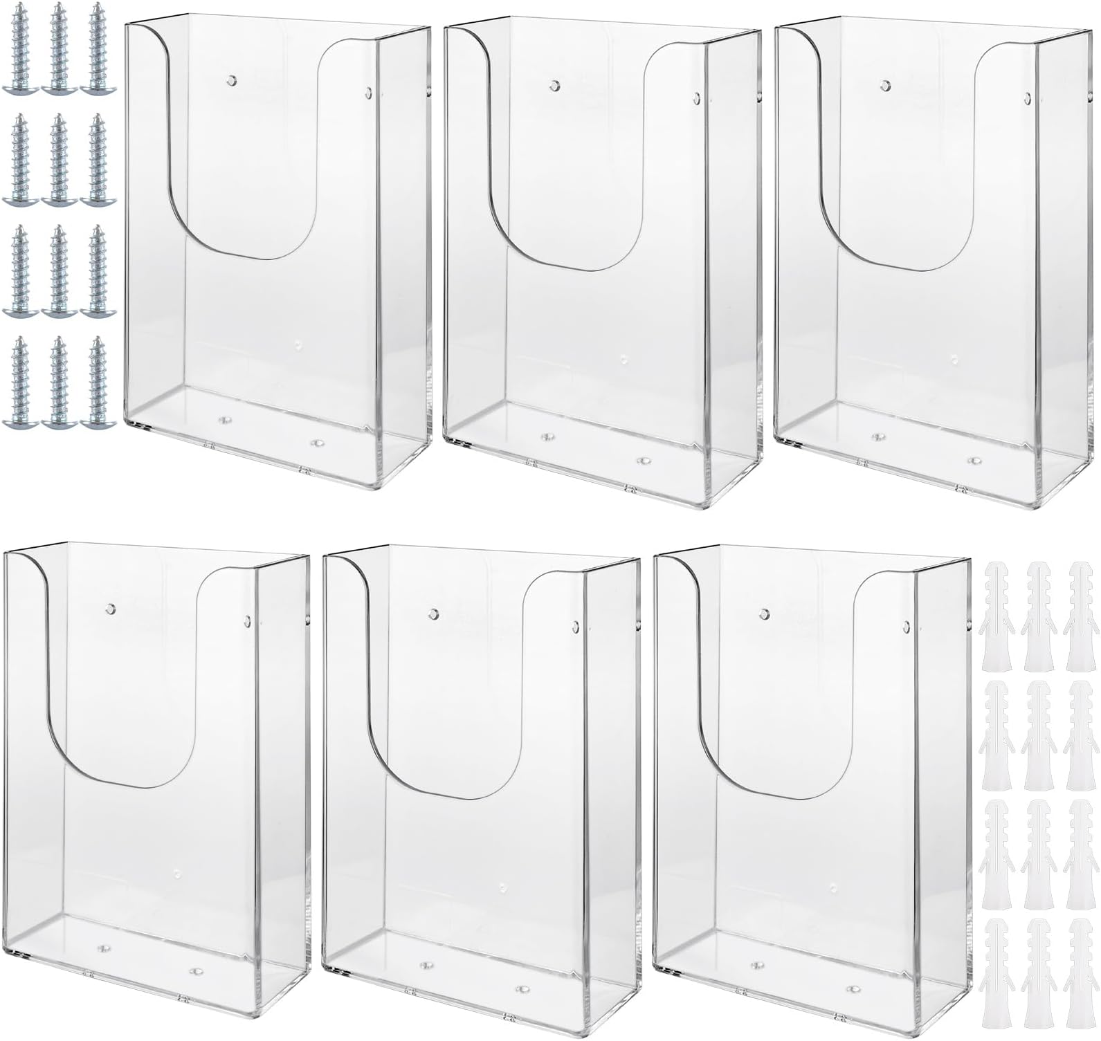JMIATRY 6 Pack 1/3 A4 Wall Mounted Document Holder, Clear Portrait Wall ...
