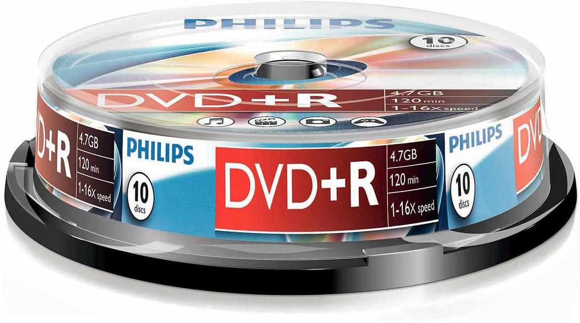 Philips DR4S6B10 °F Blank DVD + R 4.7 GB Data/120 Min Video, 16X ...