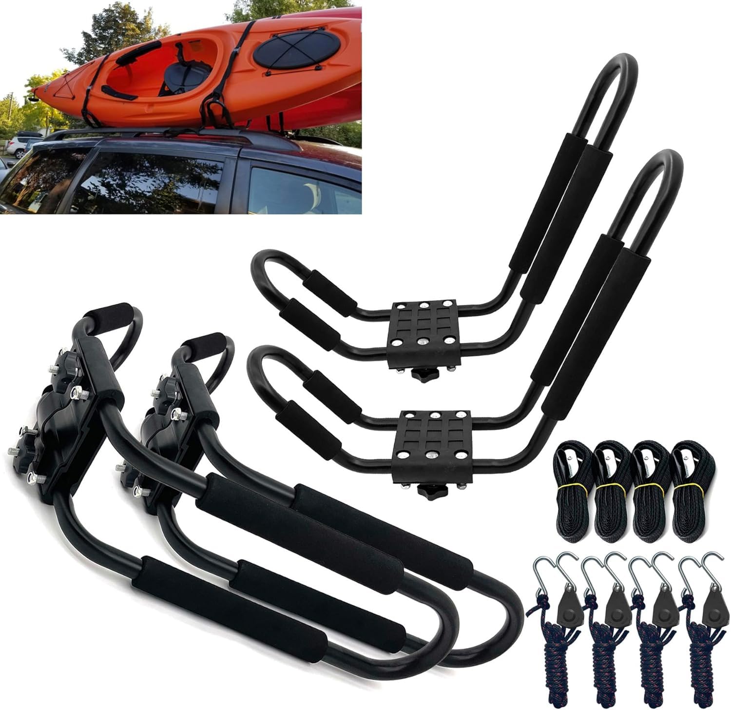 Amazon.com: Taelakeni 2 Pairs Kayak Roof Racks, Universal Cars Kayak ...