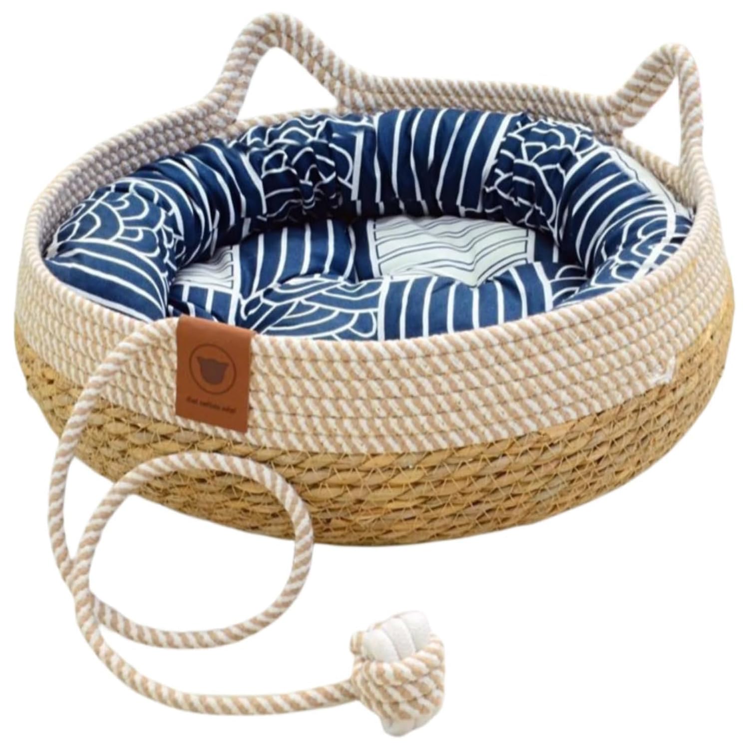 Cat Bed for Indoor Cat, Straw Cat Nest - Wicker Bed for Cat/Dog/Pet ...