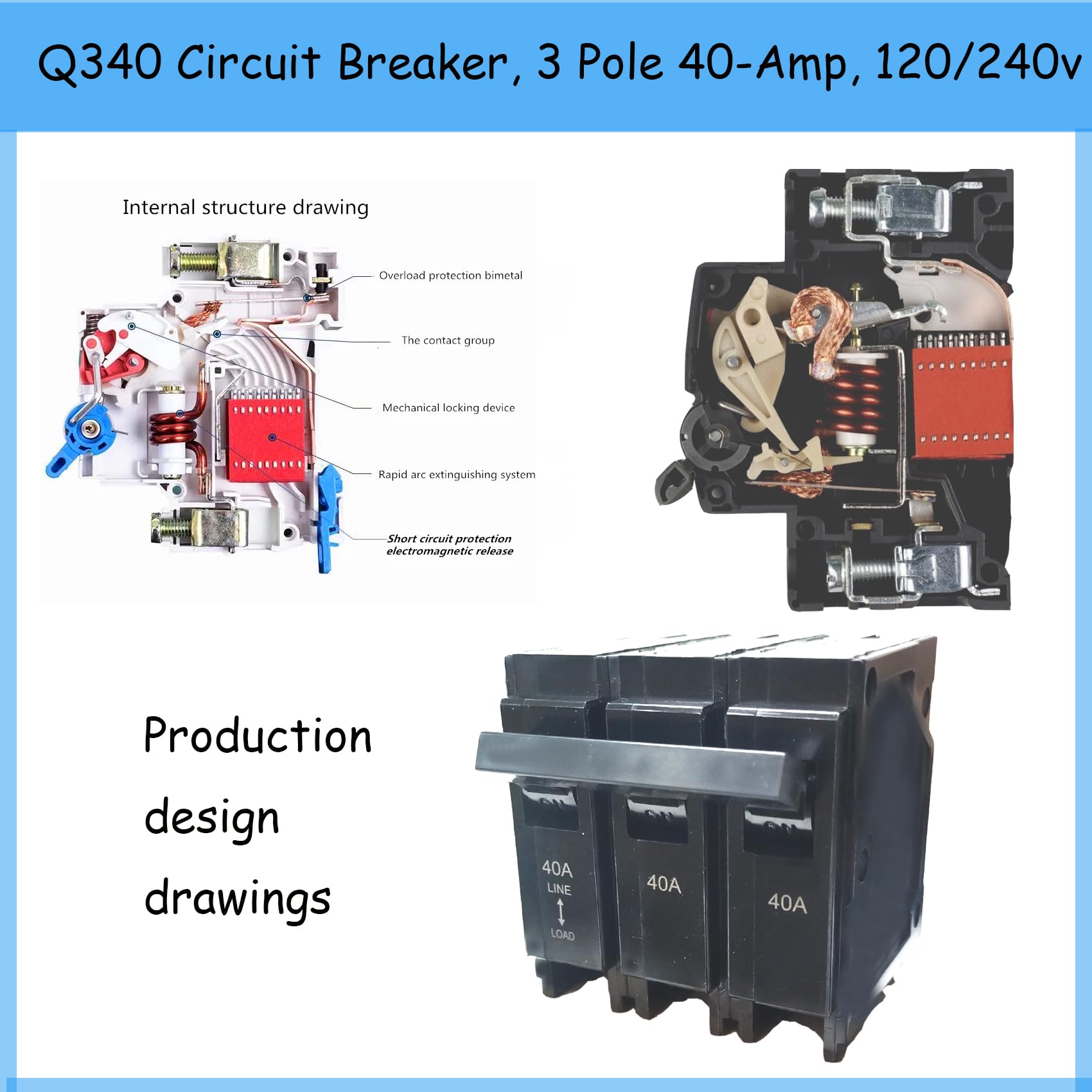Snapklik.com : Q340 Circuit Breaker 3 Pole 40-Amp, 120/240v, Fit For ...