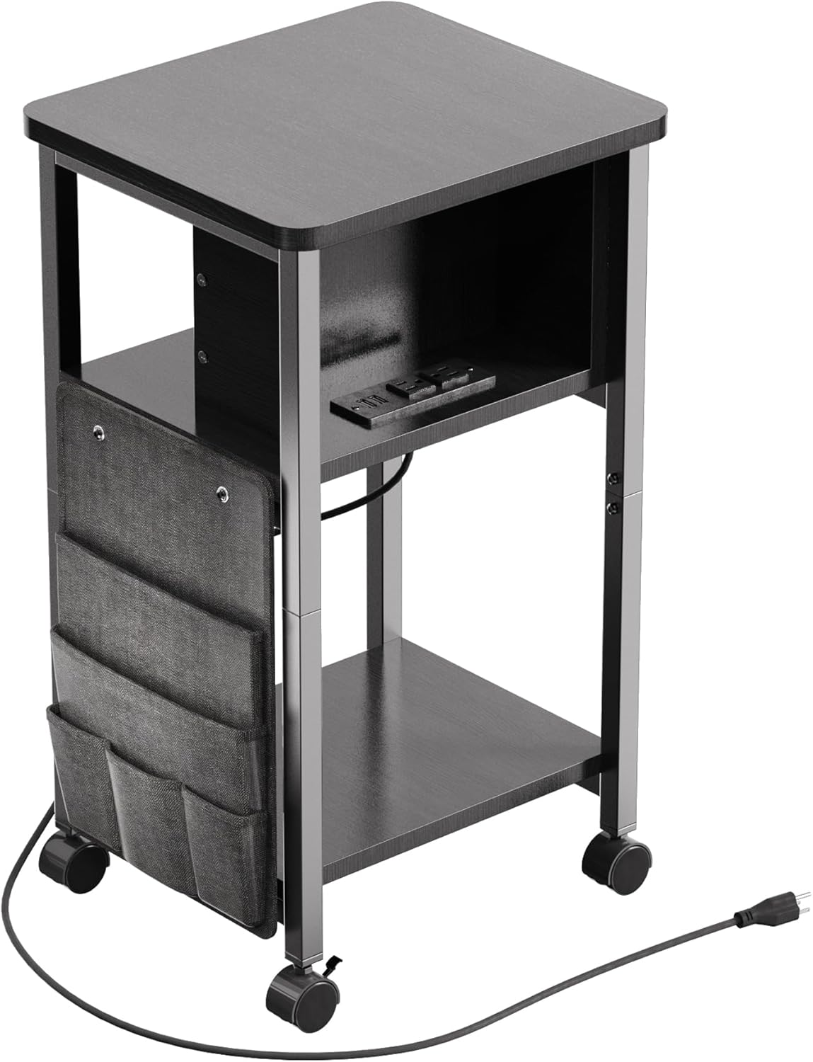 Amazon.com: Merapi Small End Table with Charger, Side Table on Wheels ...