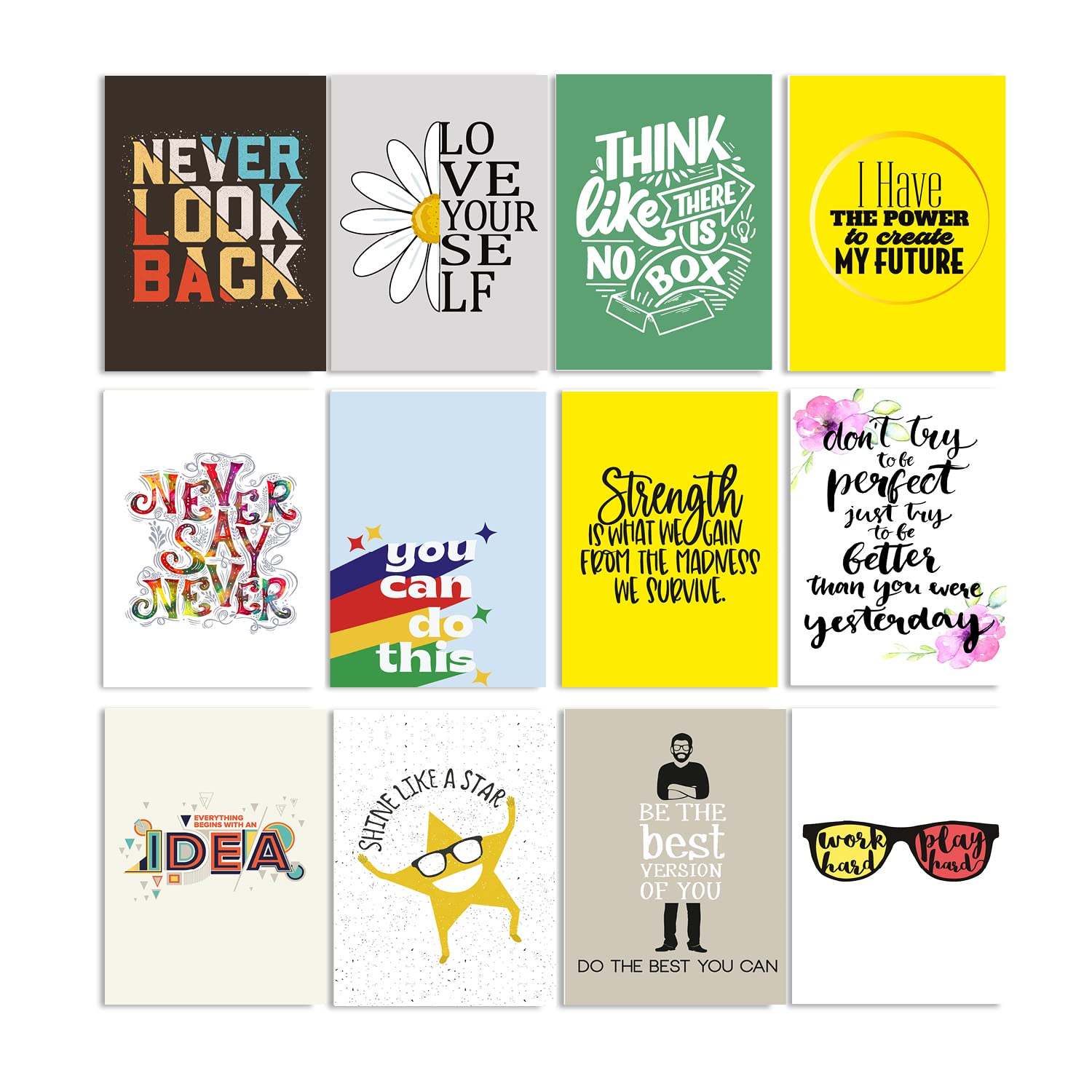 PAPER PLANE DESIGN Quotes Motivational Posters Set Of 12, A4 size (29 x ...