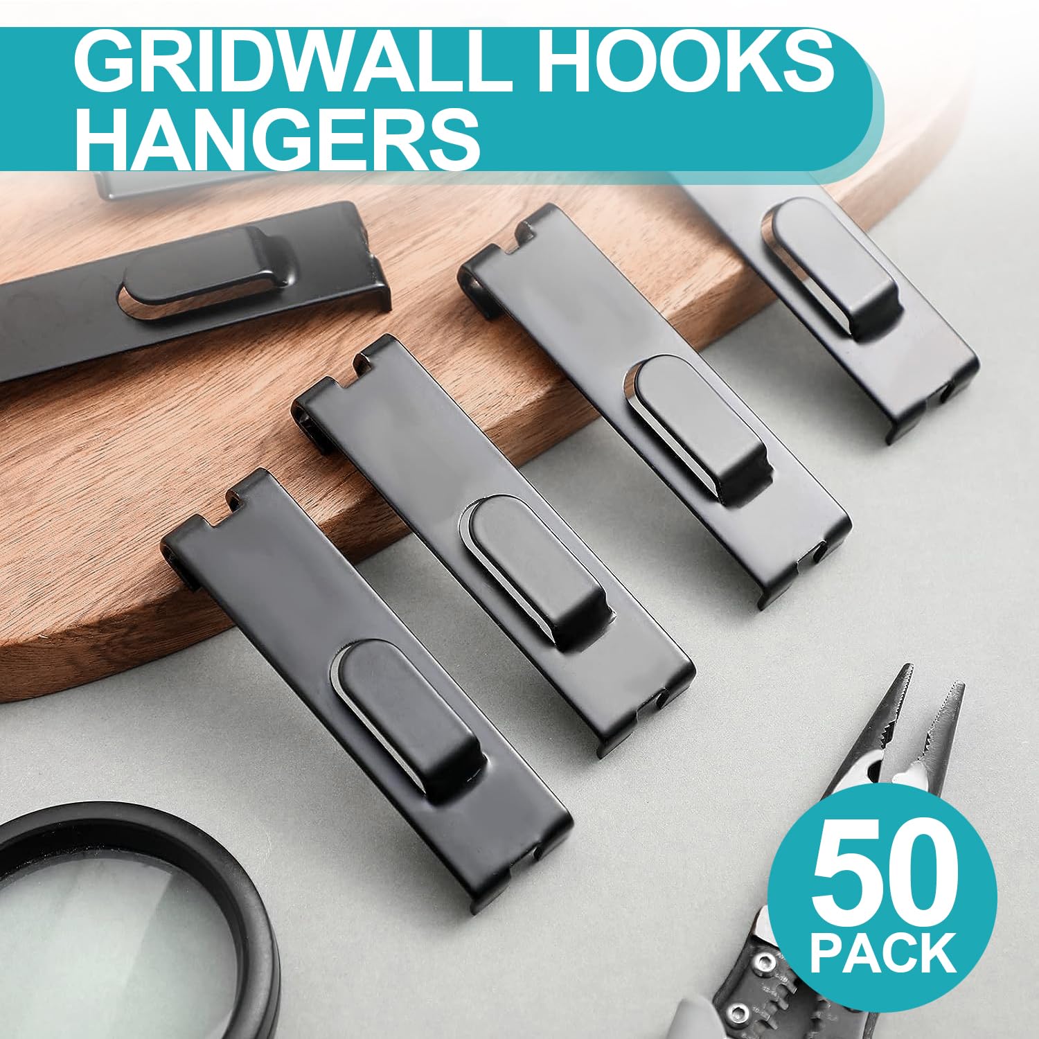 Snapklik.com : Gridwall Hooks Hangers - 50 Pack Black Notch Display ...