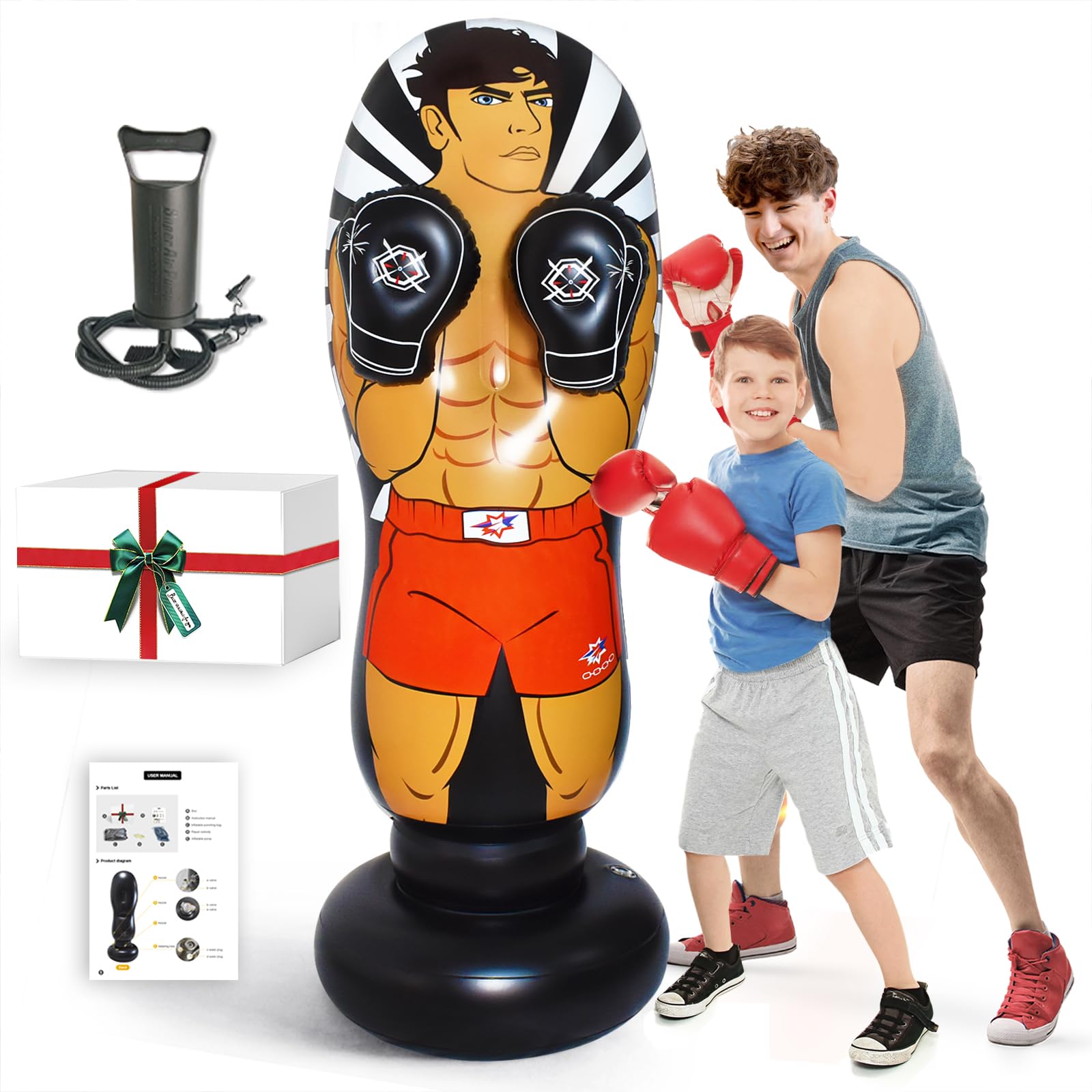 68-Inch Inflatable Punching Bag Toy Inflatable Boxing Training ...