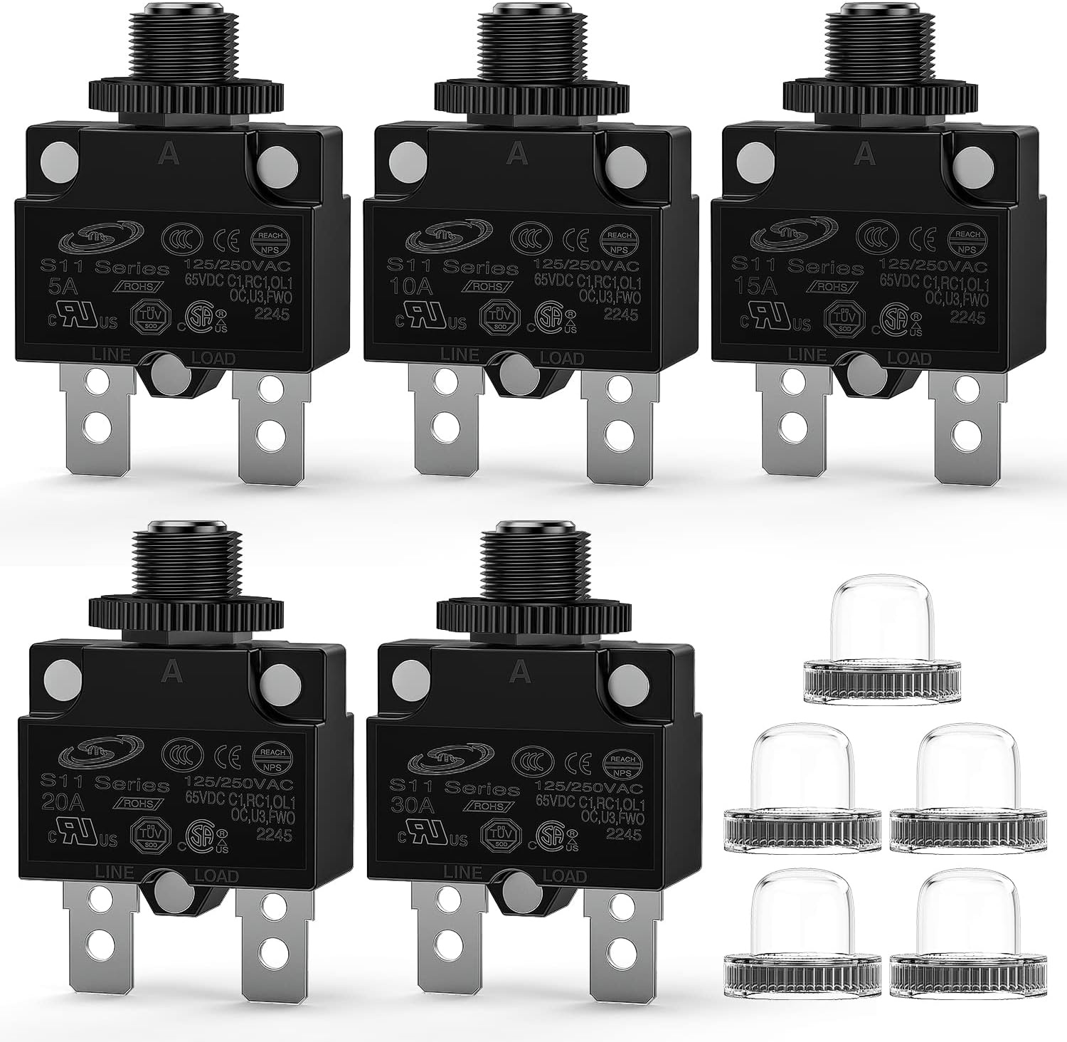 Amazon.com: mxuteuk 2Pcs 25Amp Circuit Breakers Push Button Manual ...