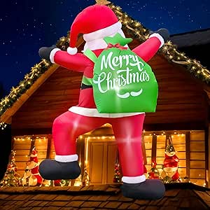 Amazon.com: AerWo 8 FT Christmas Inflatable Outdoor Decorations, Climbing Santa Blow Up Yard ...