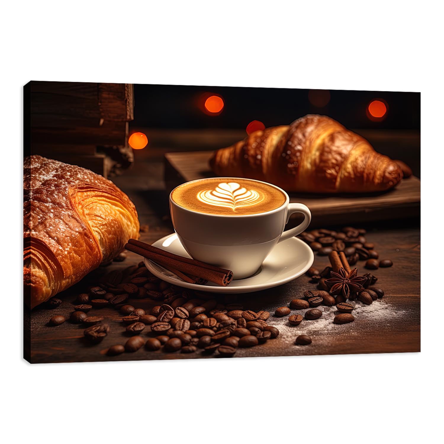 Amazon.com: Kitchen Canvas Wall Art, Bread and Coffee Poster Print ...