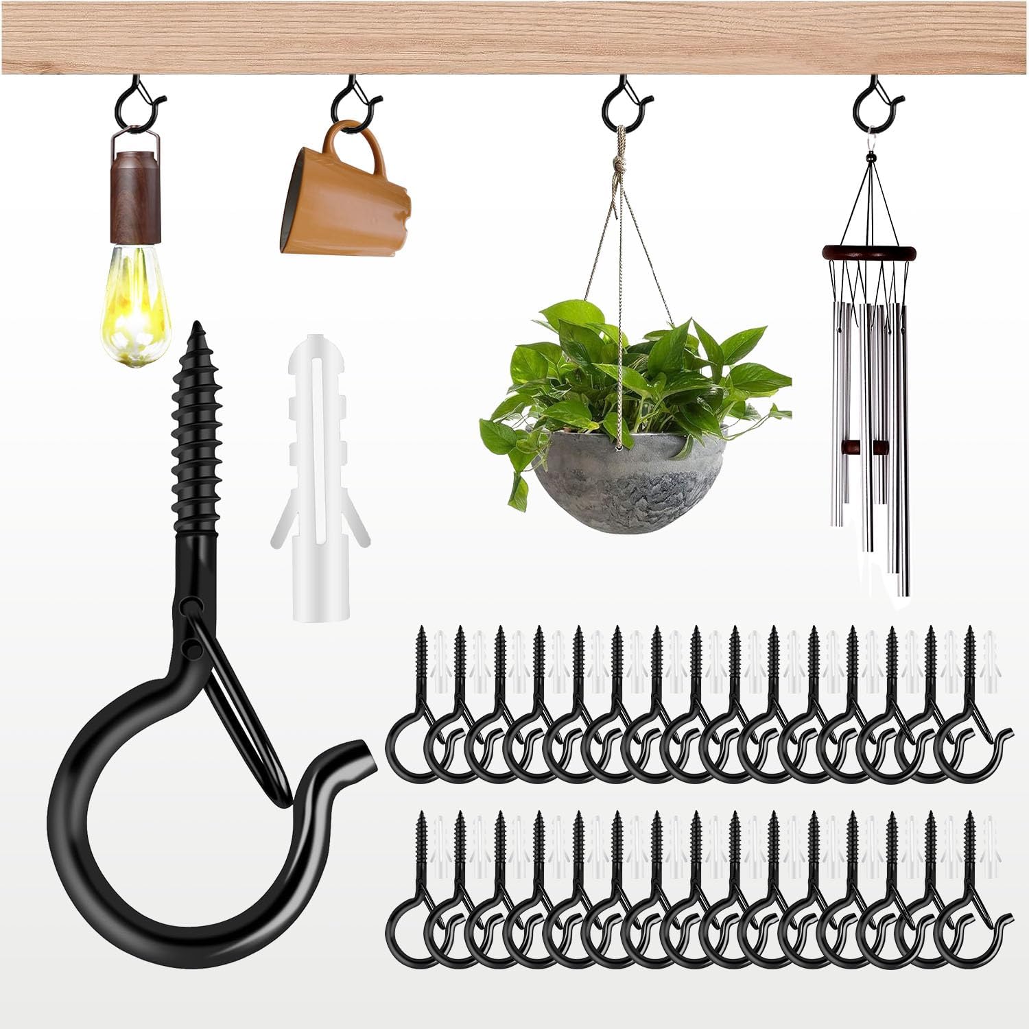 Amazon.com: Zeffrary 0 PCS Screw Hooks for Hanging Outdoor String ...