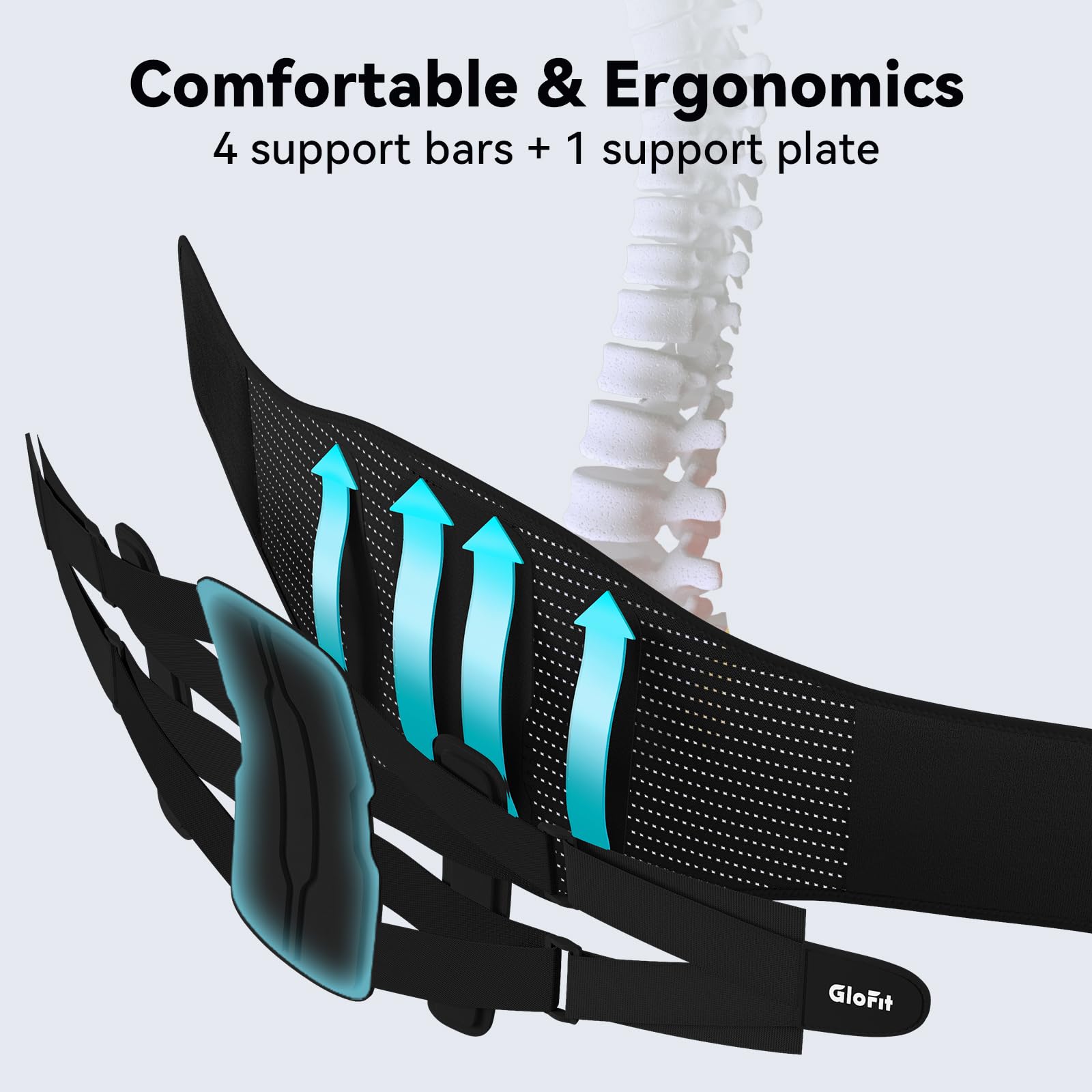 Glofit Back Brace for Lower Back Pain Relief with Support Panel,Lumbar ...
