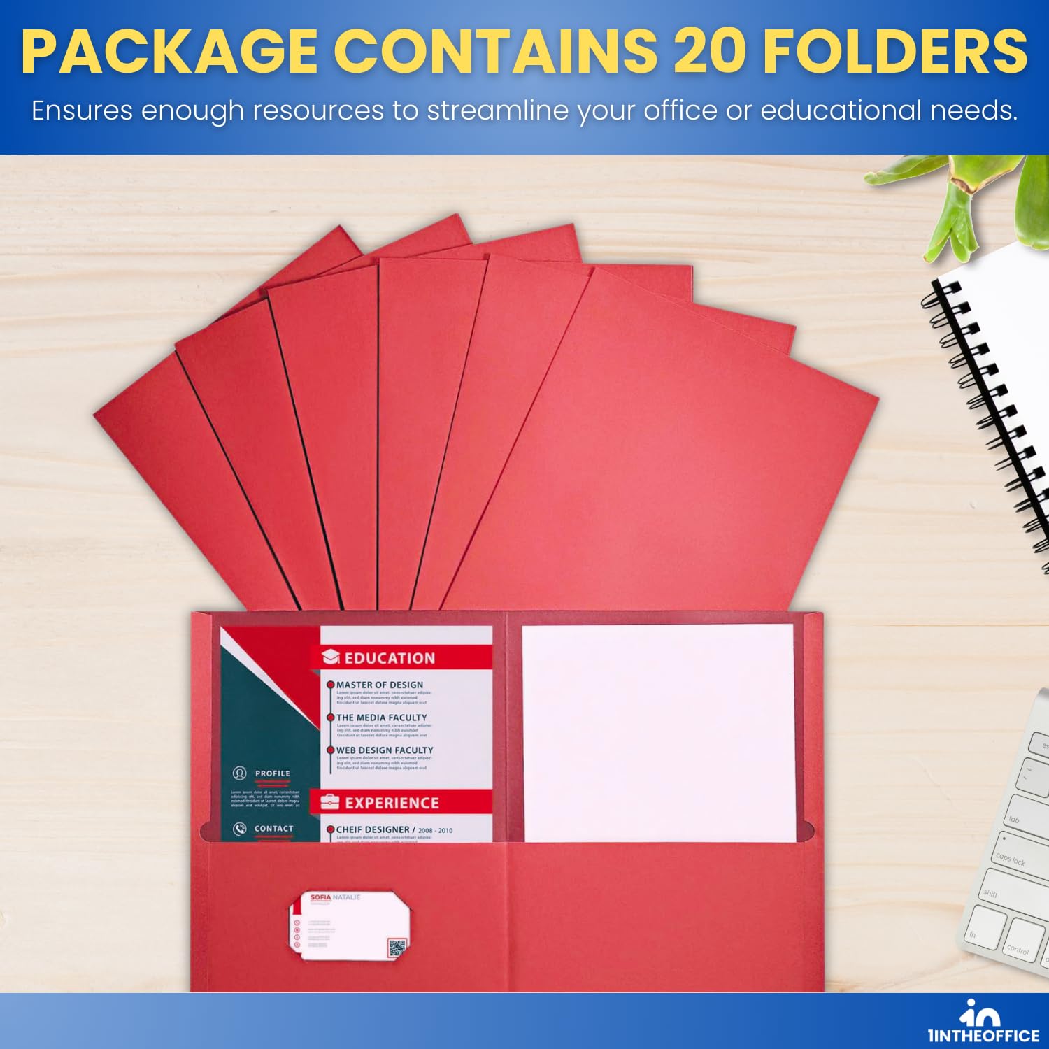 Snapklik.com : 1InTheOffice Red 2 Pocket Letter-Size Presentation ...