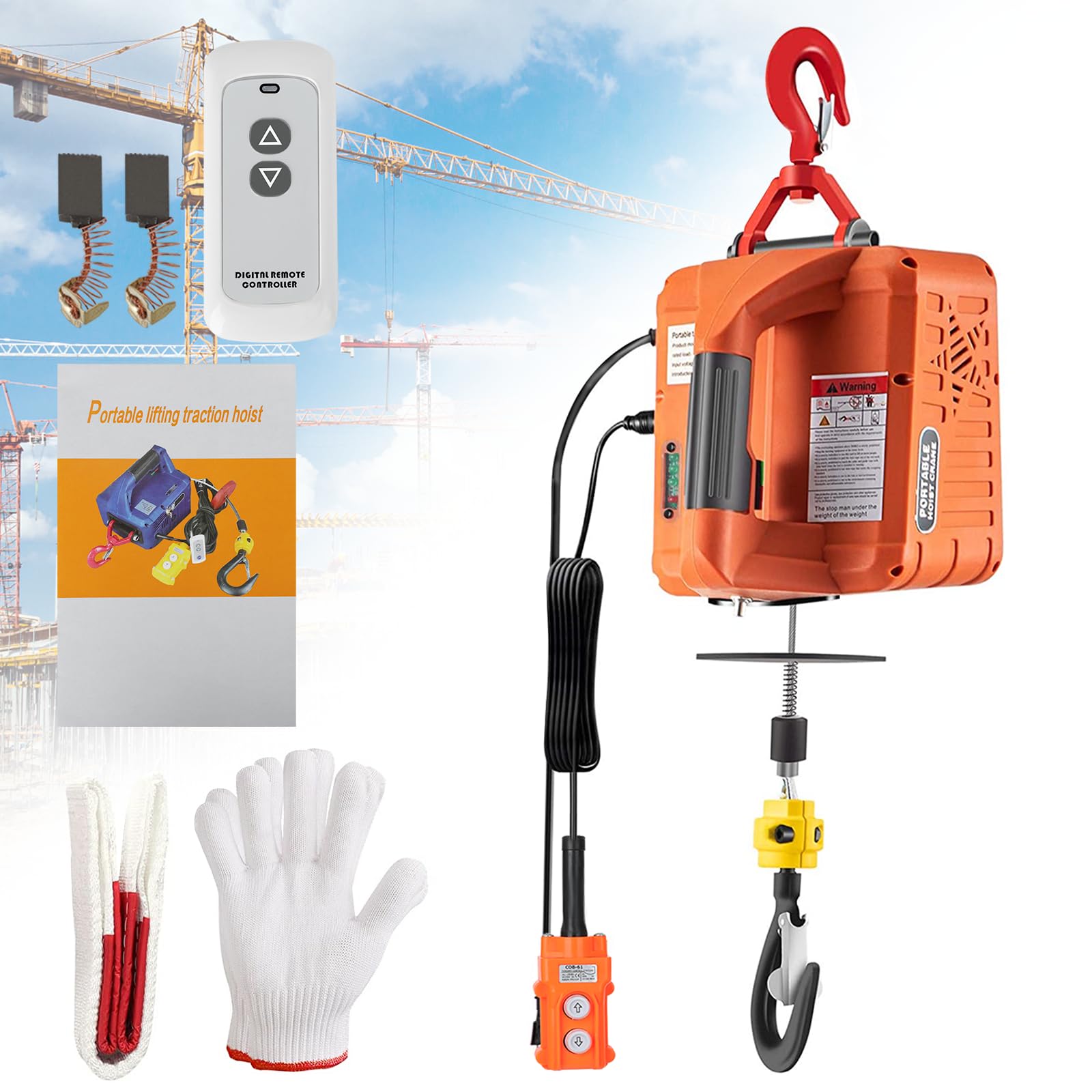 Snapklik.com : 3 In 1 Electric Hoist Winch 1100lbs Portable Electric ...