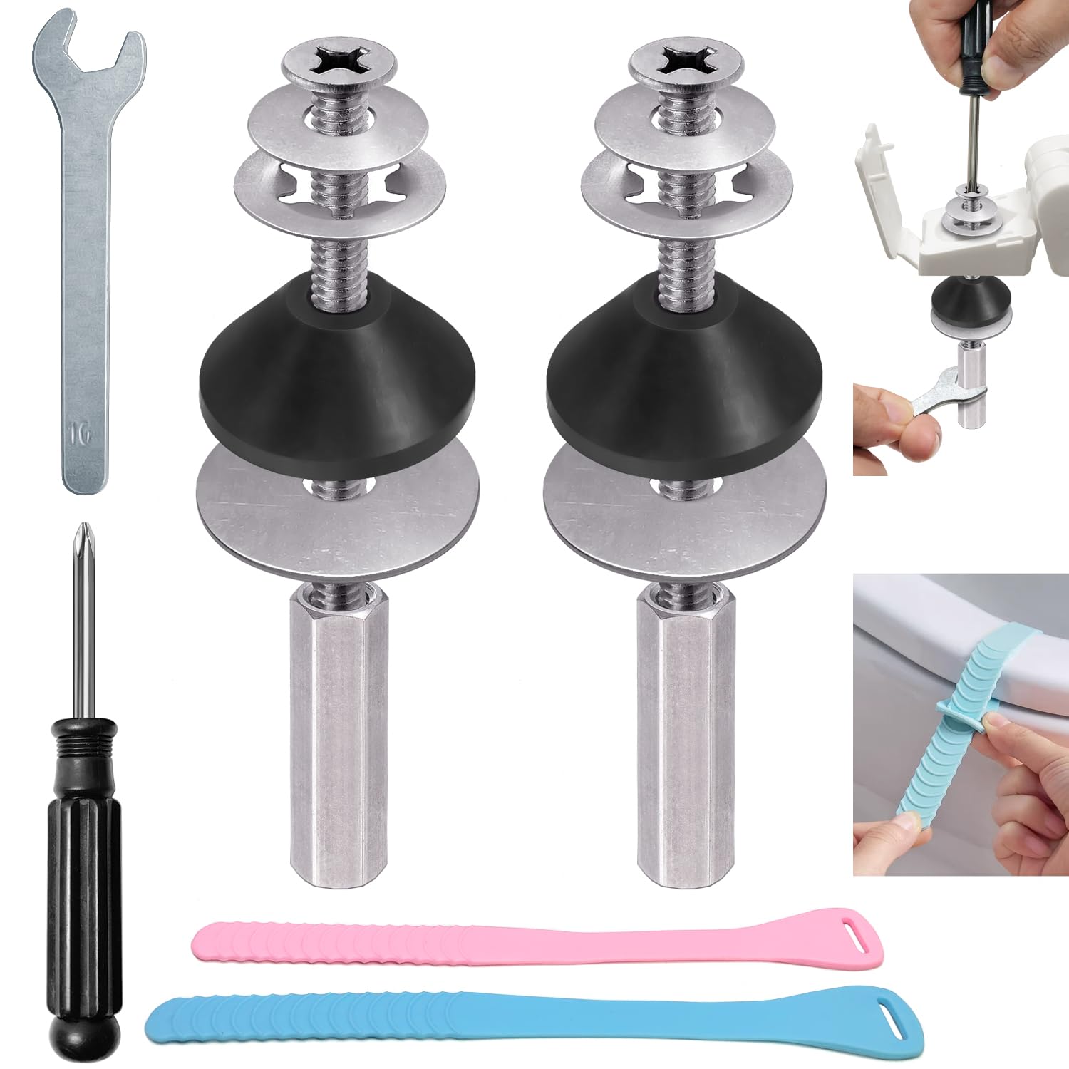 Snapklik.com : Toilet Seat Screws Replacement Kit, Toilet Seat Bolts ...