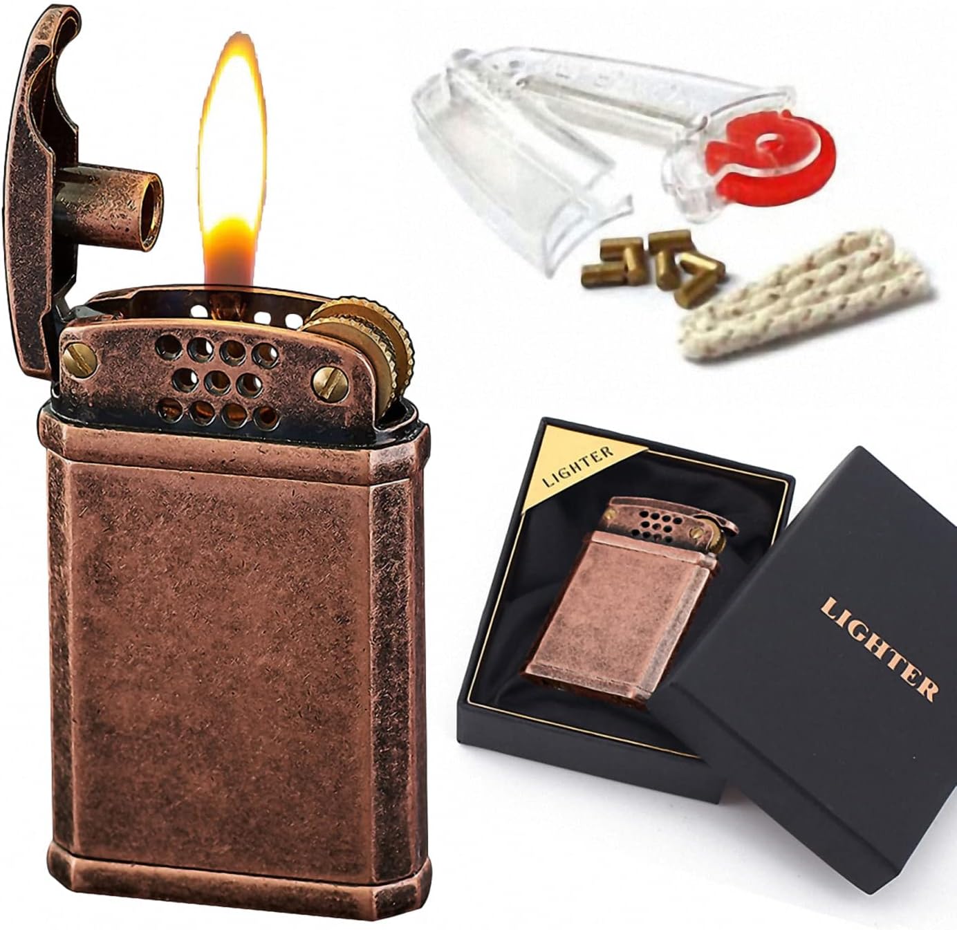 Amazon.com: Vintage Kerosene Lighter, Reusable Windproof Trench Lighter ...
