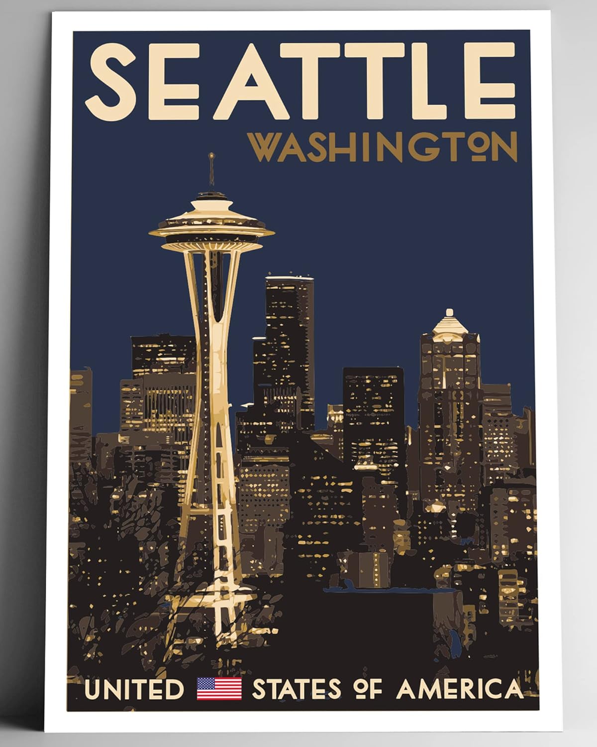 Amazon.com: GO SEE DESIGN Seattle Vintage-Style Travel Poster/Postcard - 8x10-12x18-18x24-24x36 ...
