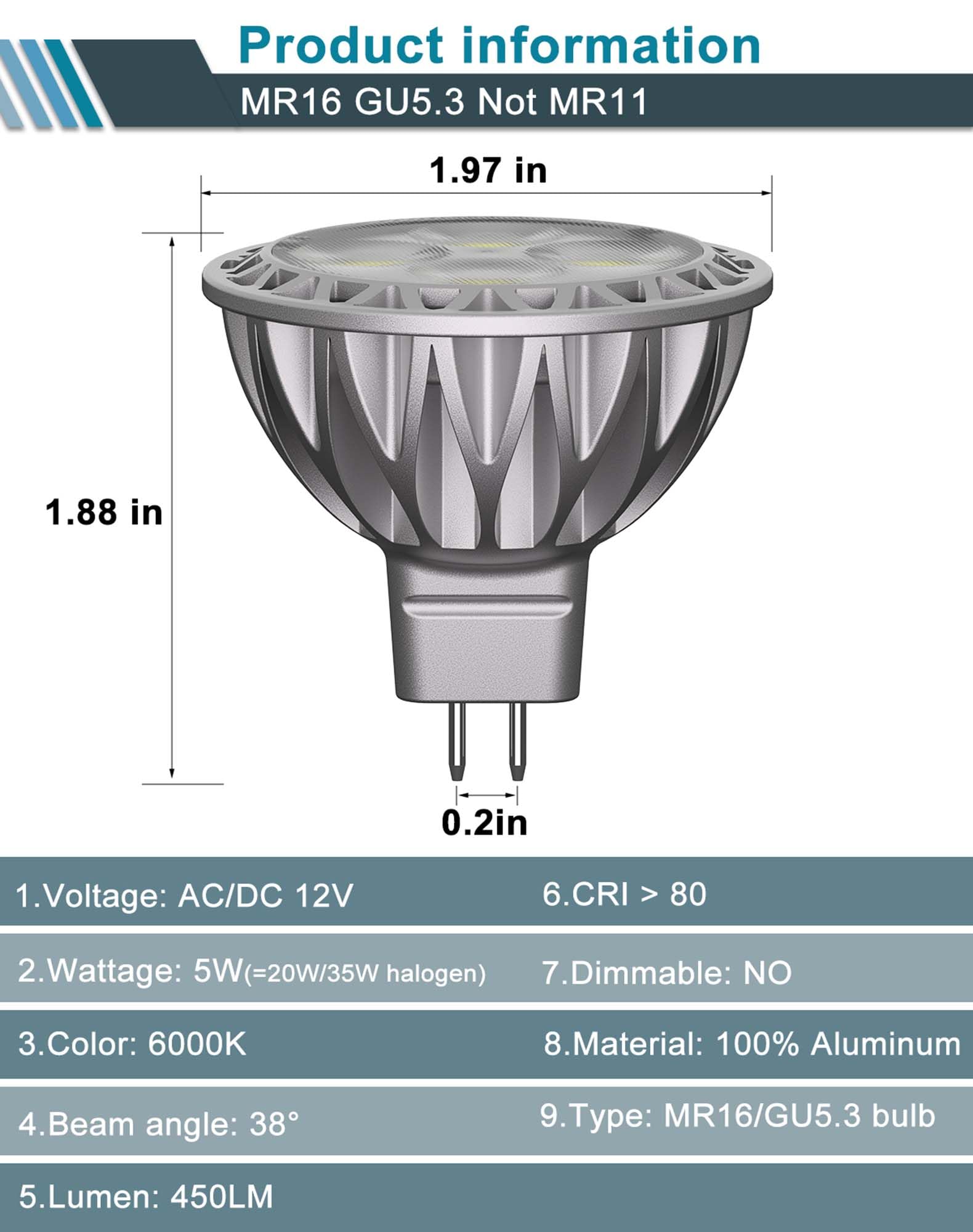 Candle Warmer Lamp ALIDE MR16 Led Bulbs 6000K Daylight Bright Cool ...