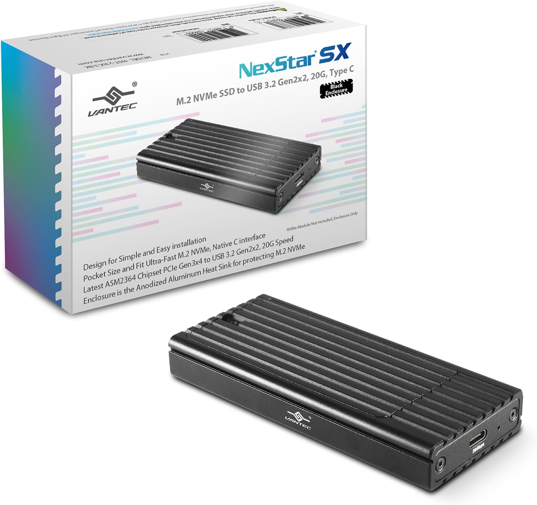 Amazon.com: NexStar SX, M.2 NVMe SSD to USB 3.2 Gen2x2, 20G, Type C ...