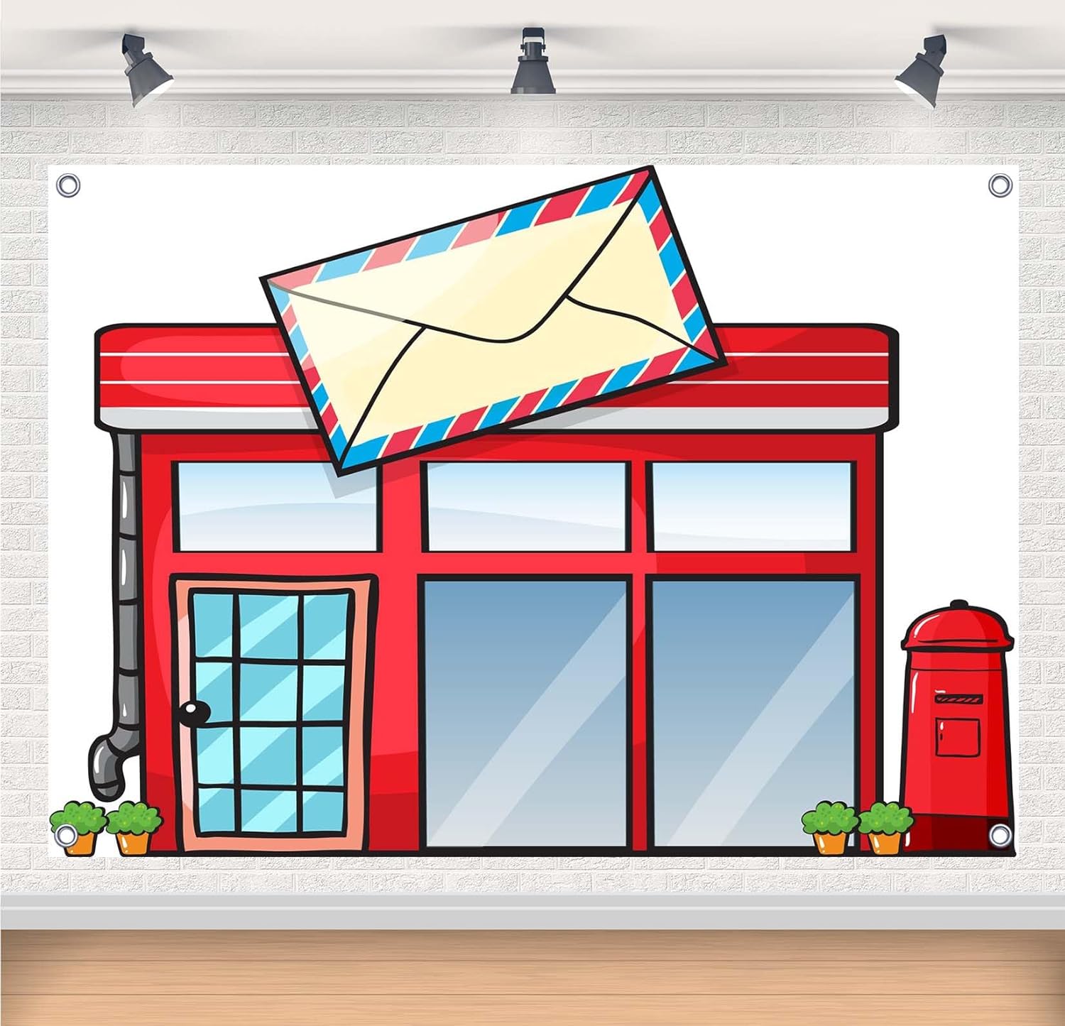 Amazon.com : Gorpic 5x4ft Fabric Cartoon Post Office Backdrops Banner ...