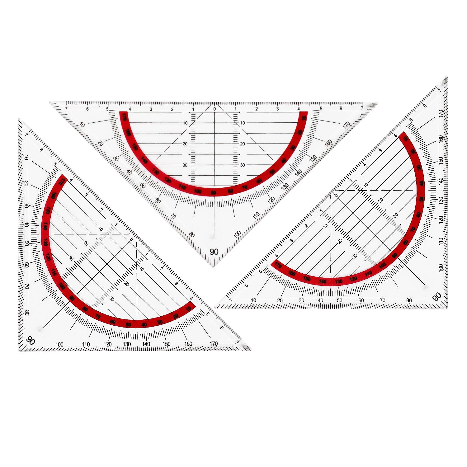 Triangular Ruler, 3PCS Plastic Triangular Ruler Set 45/90 Degree ...
