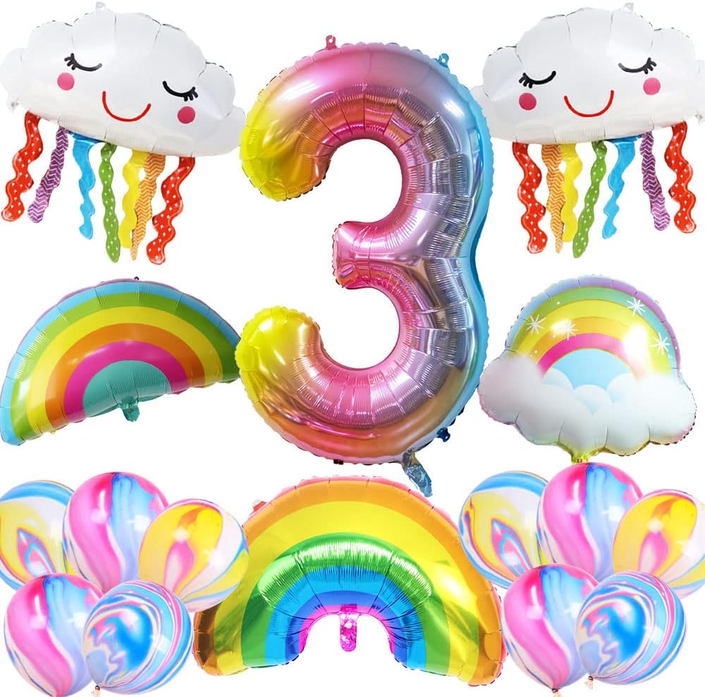 Amazon.com: Rainbow Party Decorations, 3nd Birthday Decorations for ...