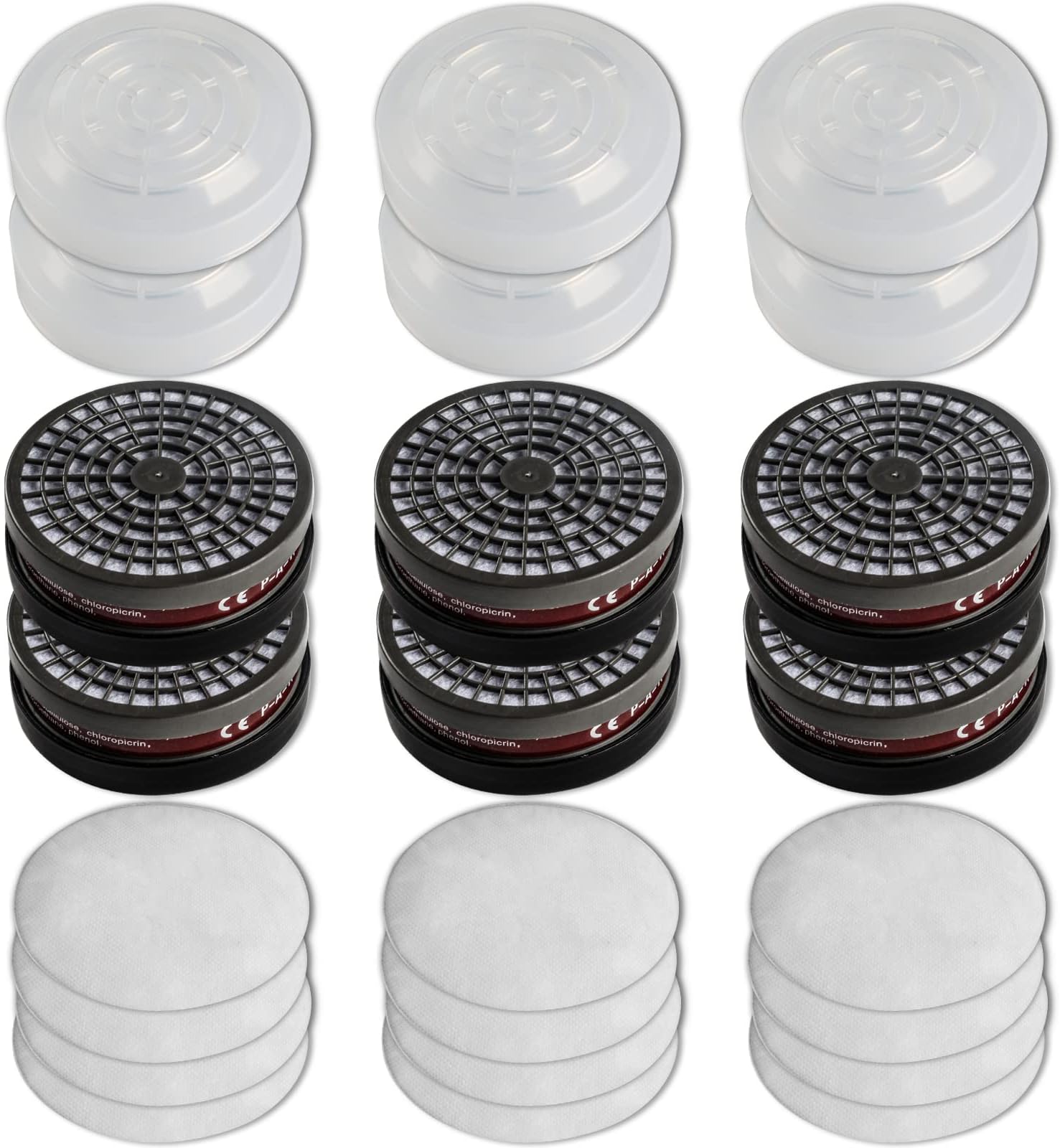 6 Sets Respirator Cartridges, P-A-1 Respirator Filters for Gas Mask ...