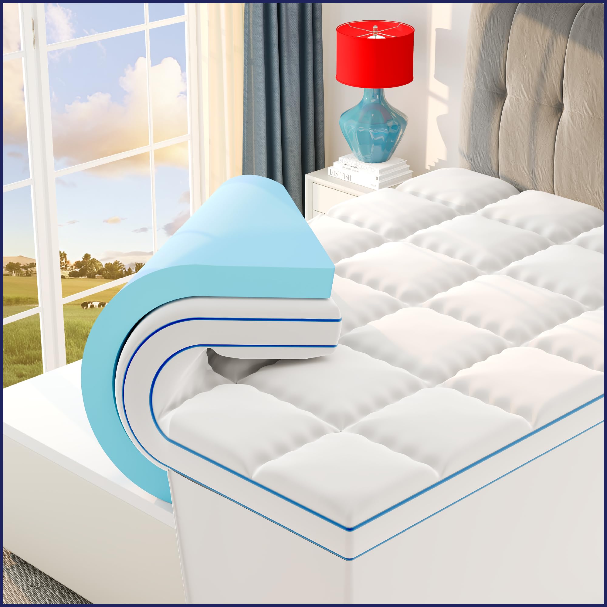 Amazon.com: Sleep Lab Dual Layer 4 Inch Memory Foam Mattress Topper ...