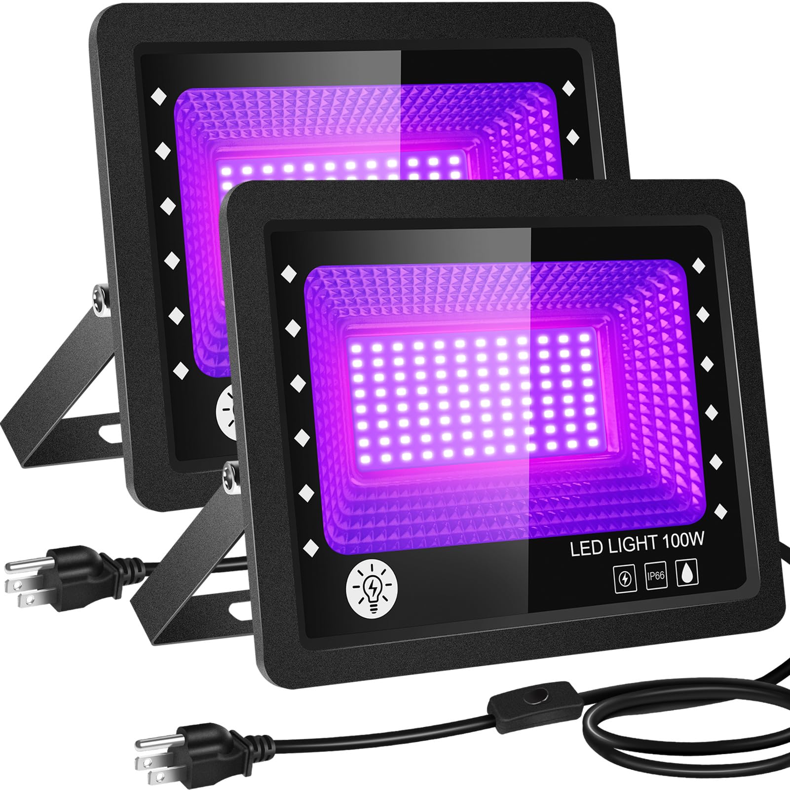 FastDeng 100W Black Light -Waterproof IP66 LED Blacklight with Plug and ...