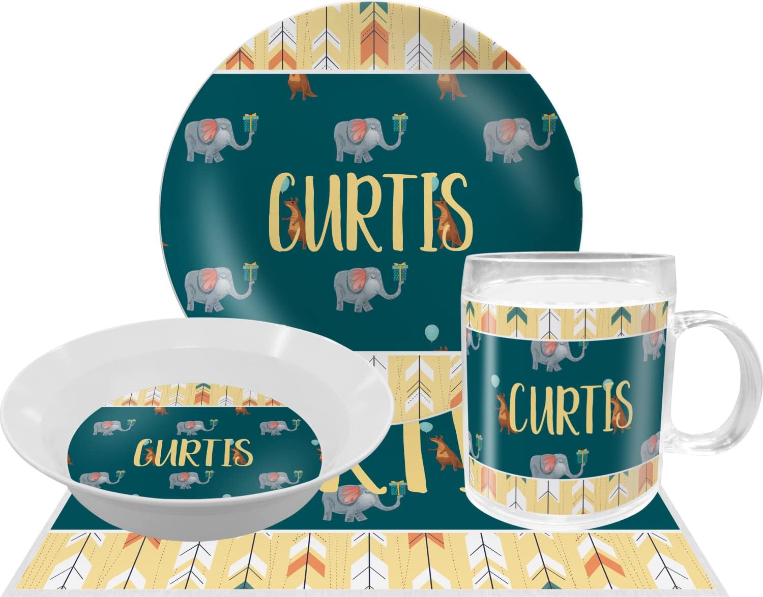 Amazon.com | Personalized Animal Friend Birthday Dinner Set - Single 4 ...