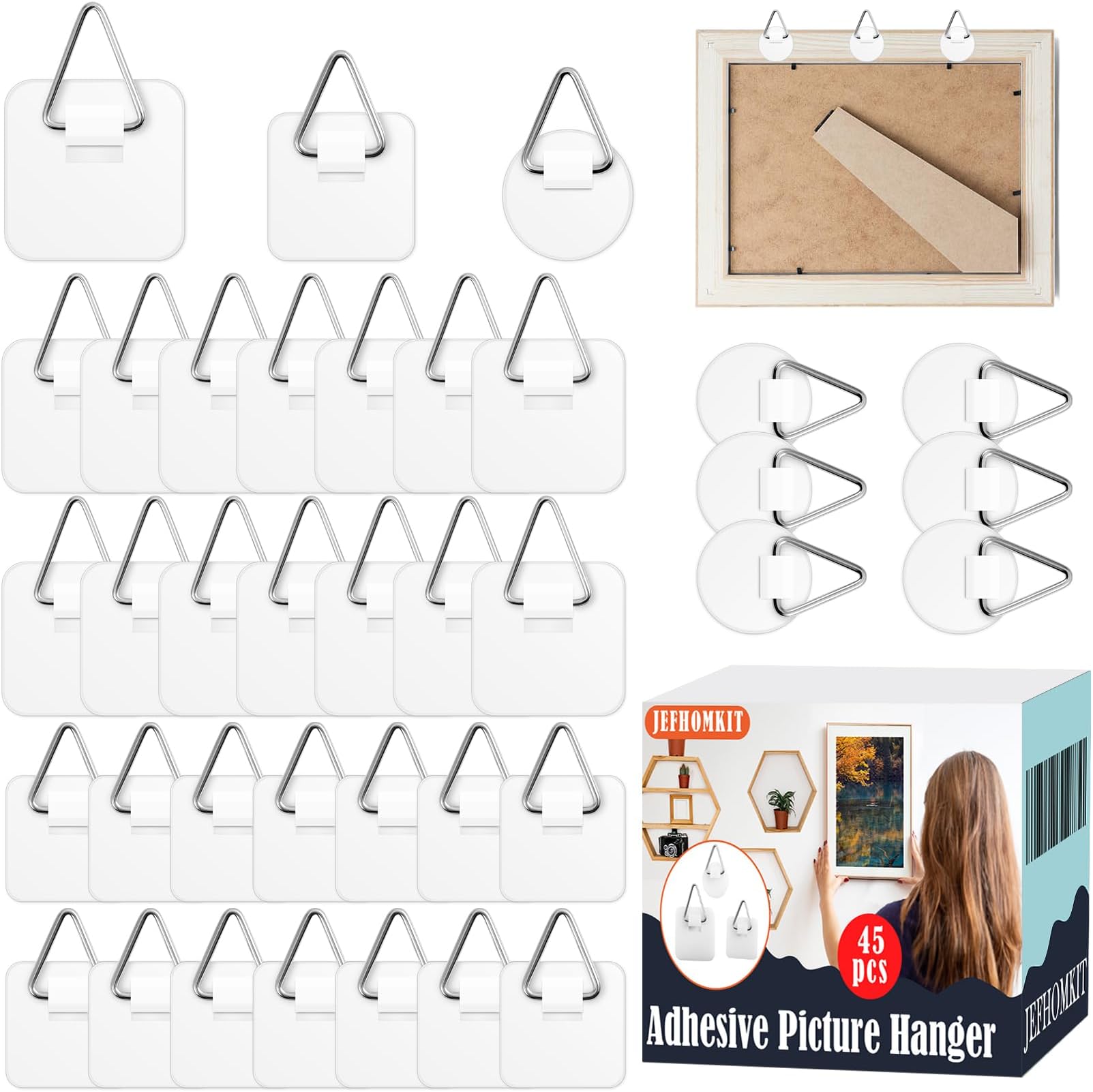 20 Pack Picture Hangers Adhesive Plastic Sawtooth Adhesive Picture ...