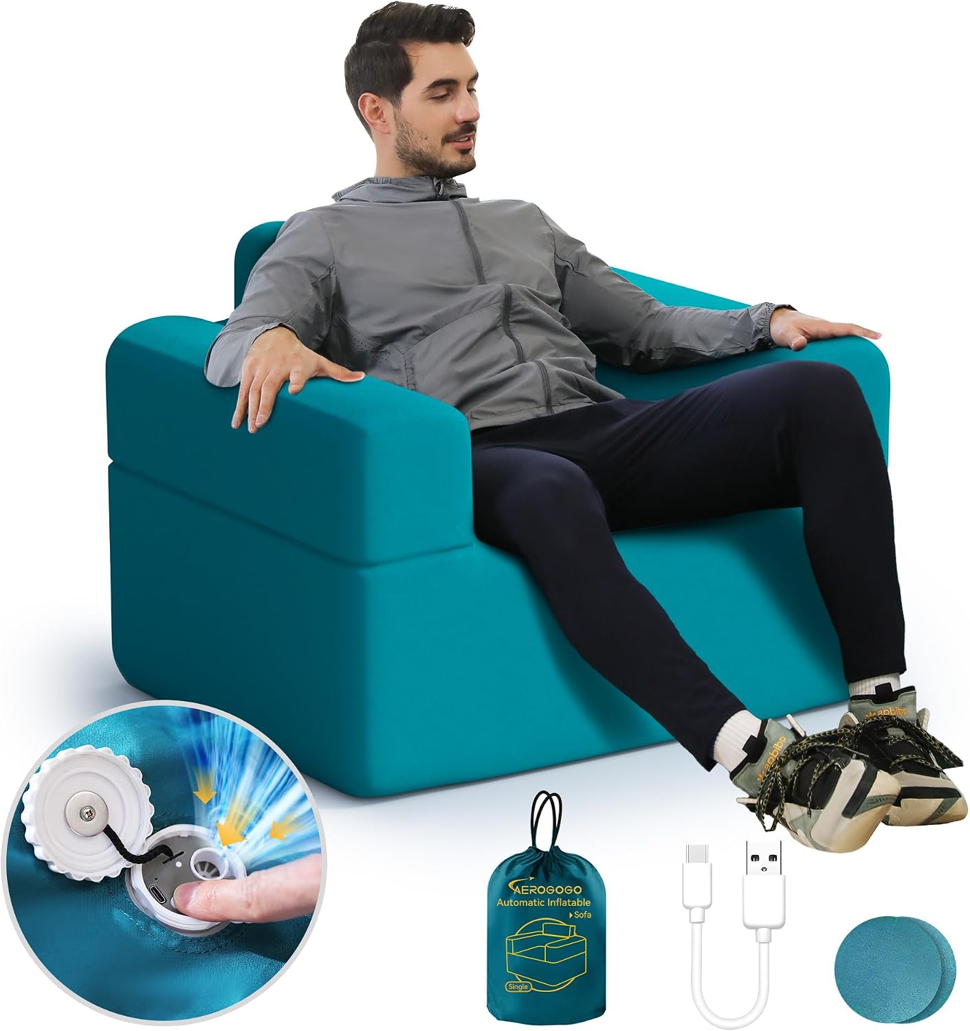 Amazon.com: Aerogogo Inflatable Couch Self Inflating Sofa With Built-in ...