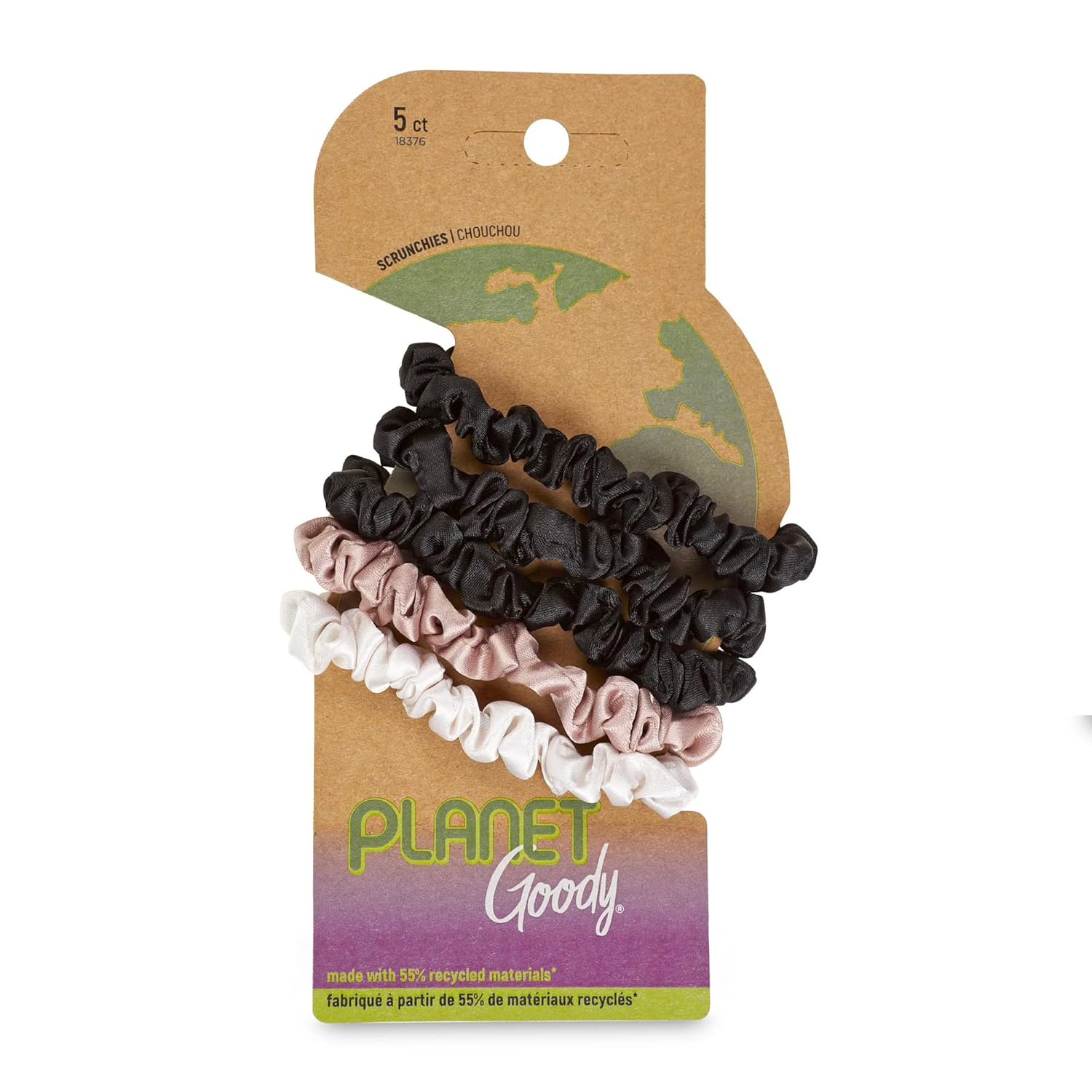 Amazon.com : GOODY Planet Ouchless Satin Skinny Scrunchies 5ct Black,Cream,and Blush : Beauty ...