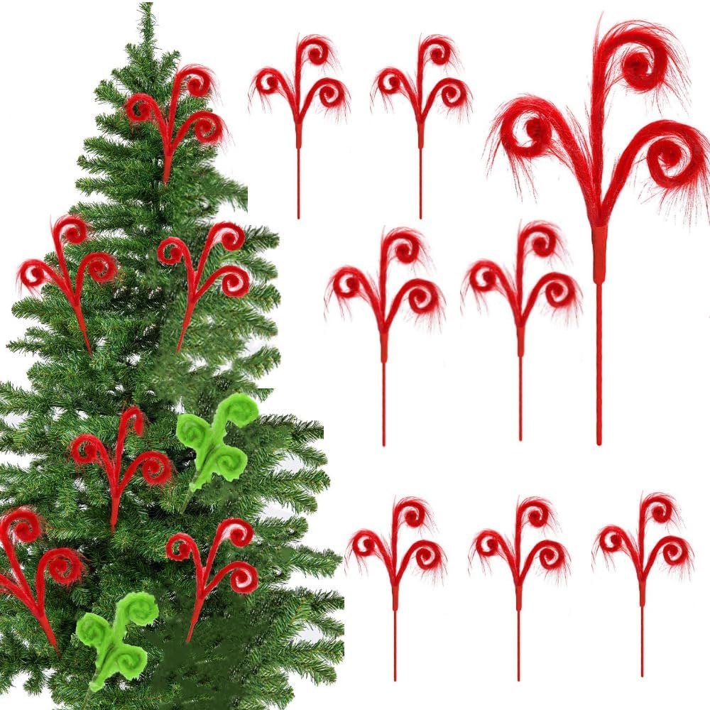 Amazon.com: CCUUHJ 3 Pcs Red Furry Christmas Picks 15.75" Fuzzy Spiral ...
