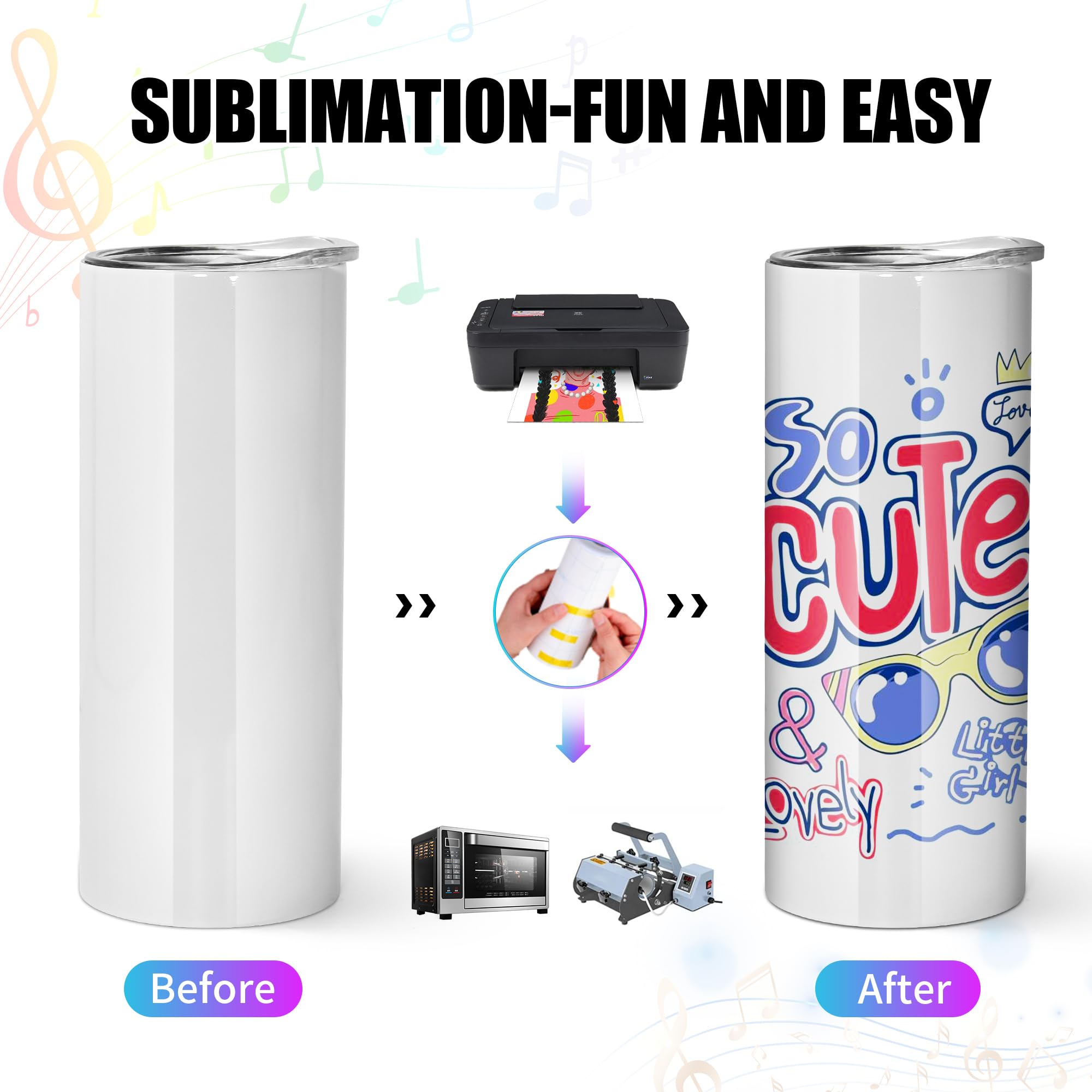 AGH 6pcs Sublimation Bluetooth Tumbler Cup Speaker White, 20oz ...