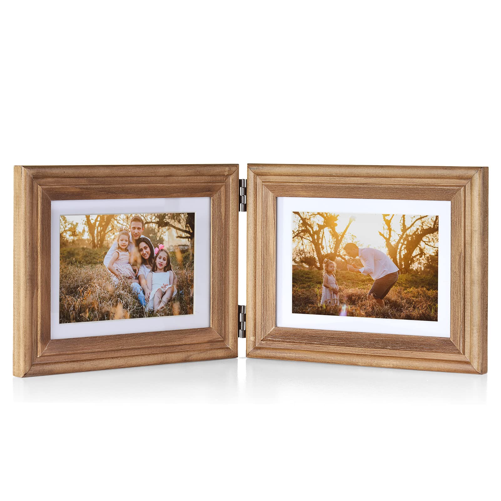 Amazon.com - Tamolus 5x7 Double Horizontal Hinged Wood Picture Frame ...