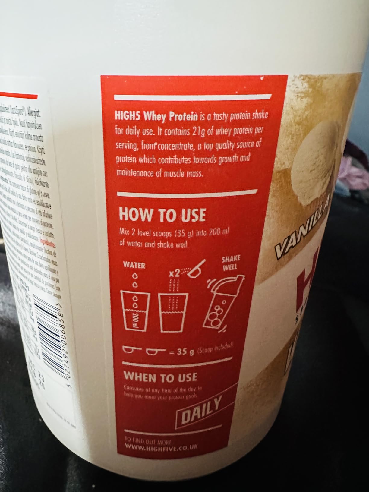 HIGH5 Whey Protein Powder, 21g Per Serving, Complete Amino Acids, Added ...