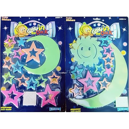 FunBlast Glow in The Dark Radium Sticker – Moon and Star Shaped ...