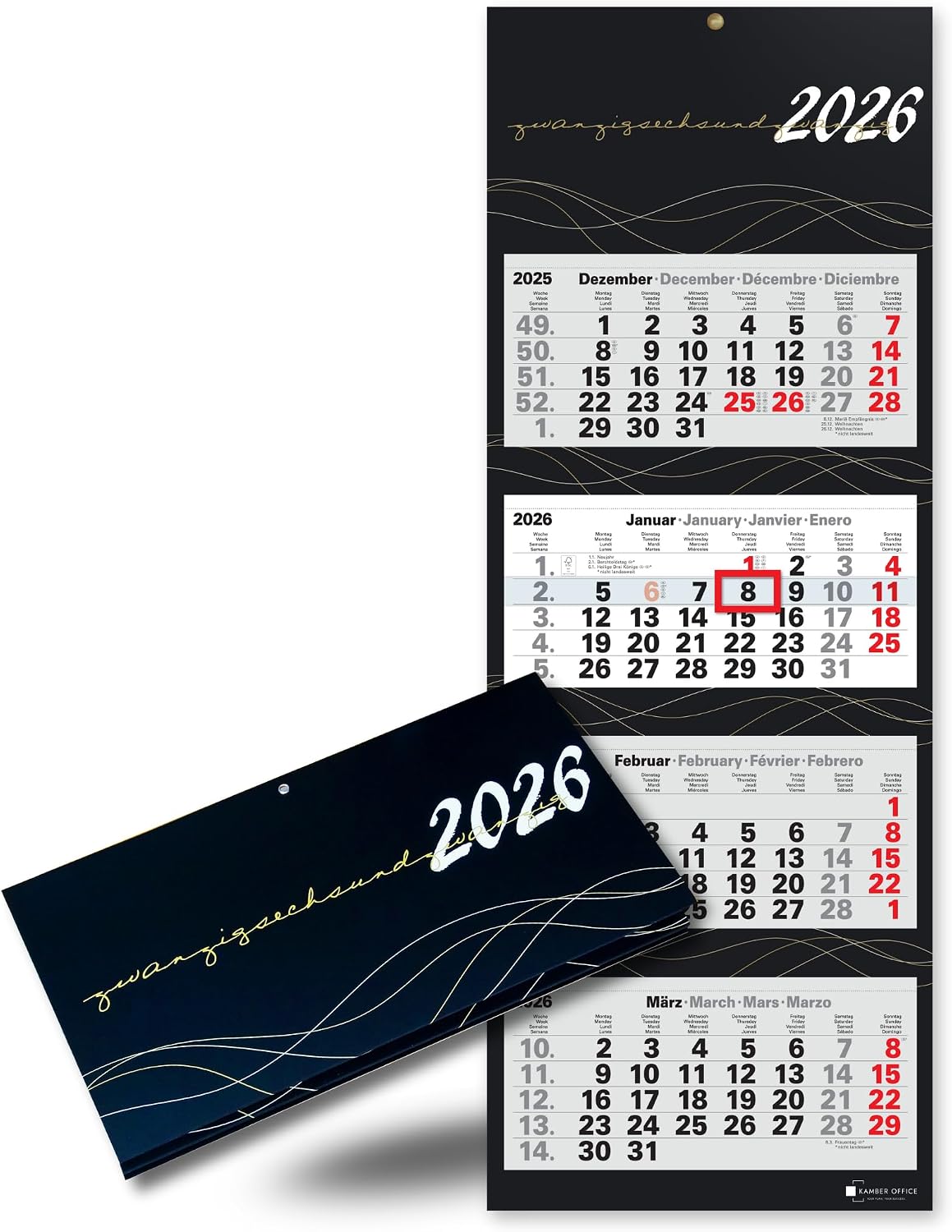 4-Month Calendar 2026 Wall Calendar with Slider in Large Format 87.5 x ...